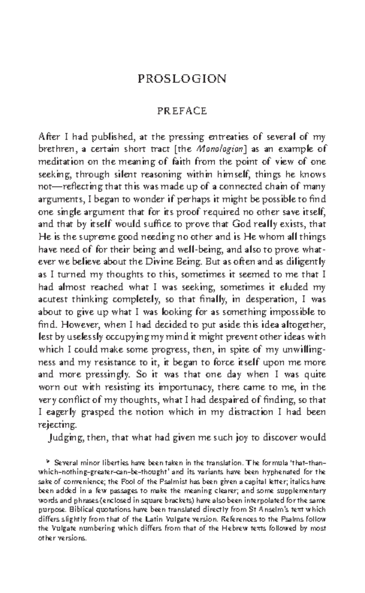 Anselm of Canterbury - Proslogion - PROSLOGION PREFACE After I had ...