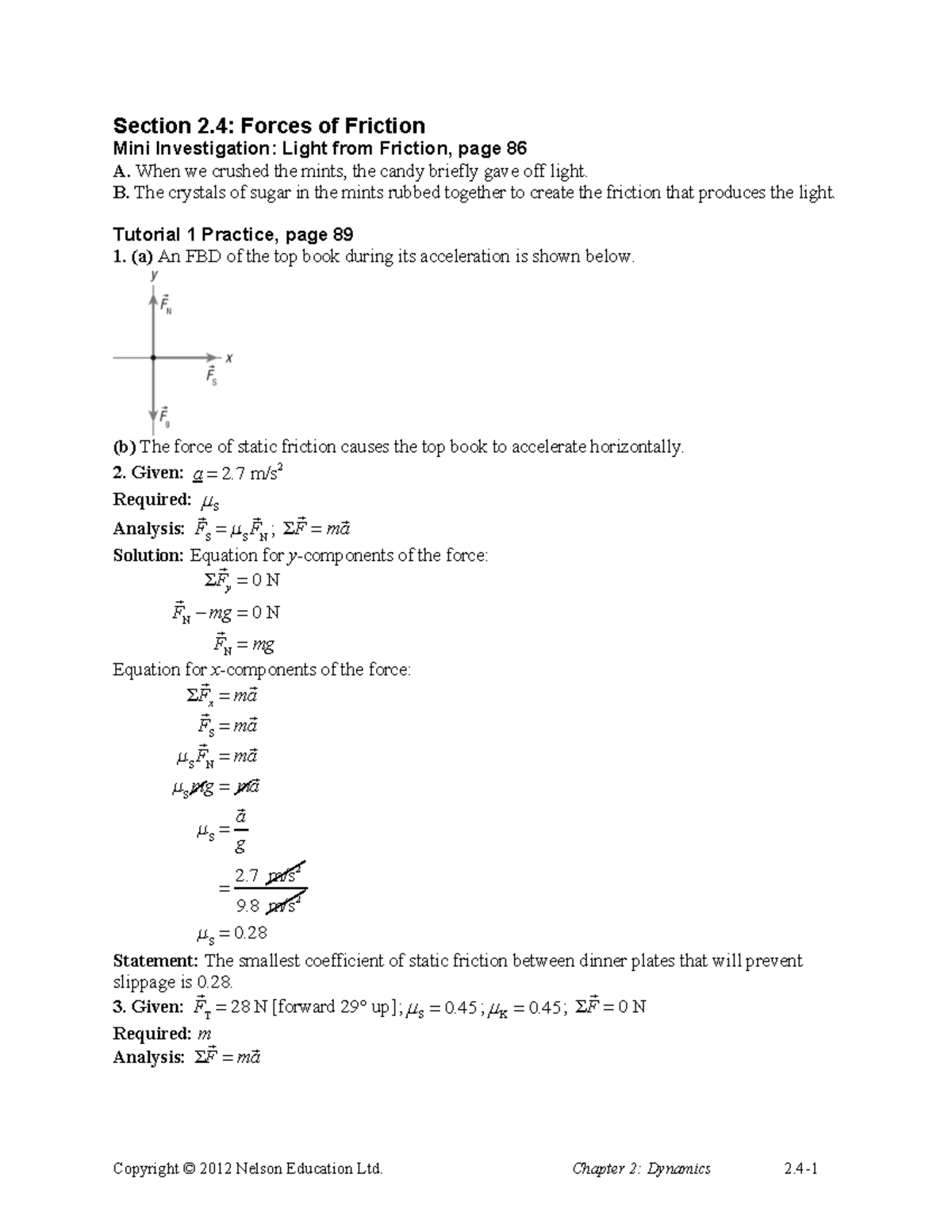 Phys12 sm 02 4 - Chapter 2 - Section 2: Forces of Friction Mini ...