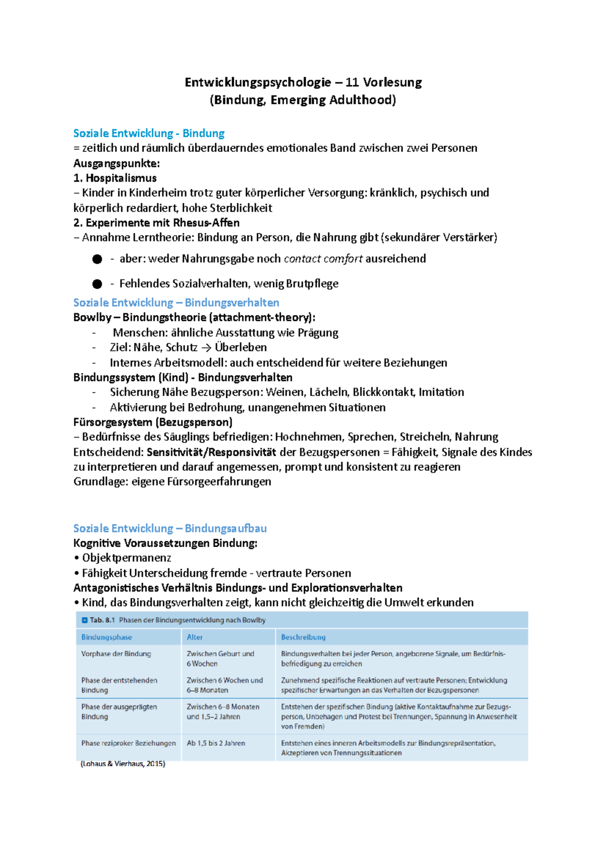 Entwicklung VL 11 - Klausurvorbereitung - Entwicklungspsychologie – 11 ...