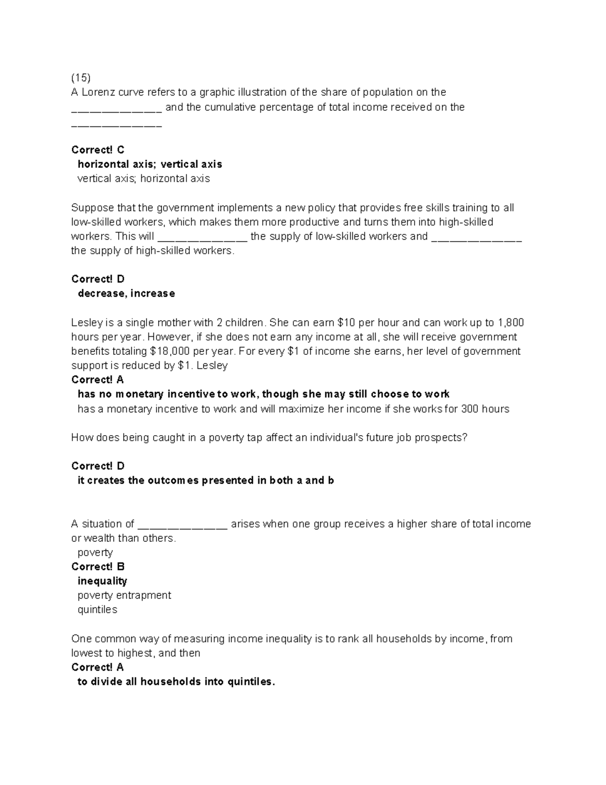 Eco Unit 1 - Eco second half unit and t - (15) A Lorenz curve refers to ...