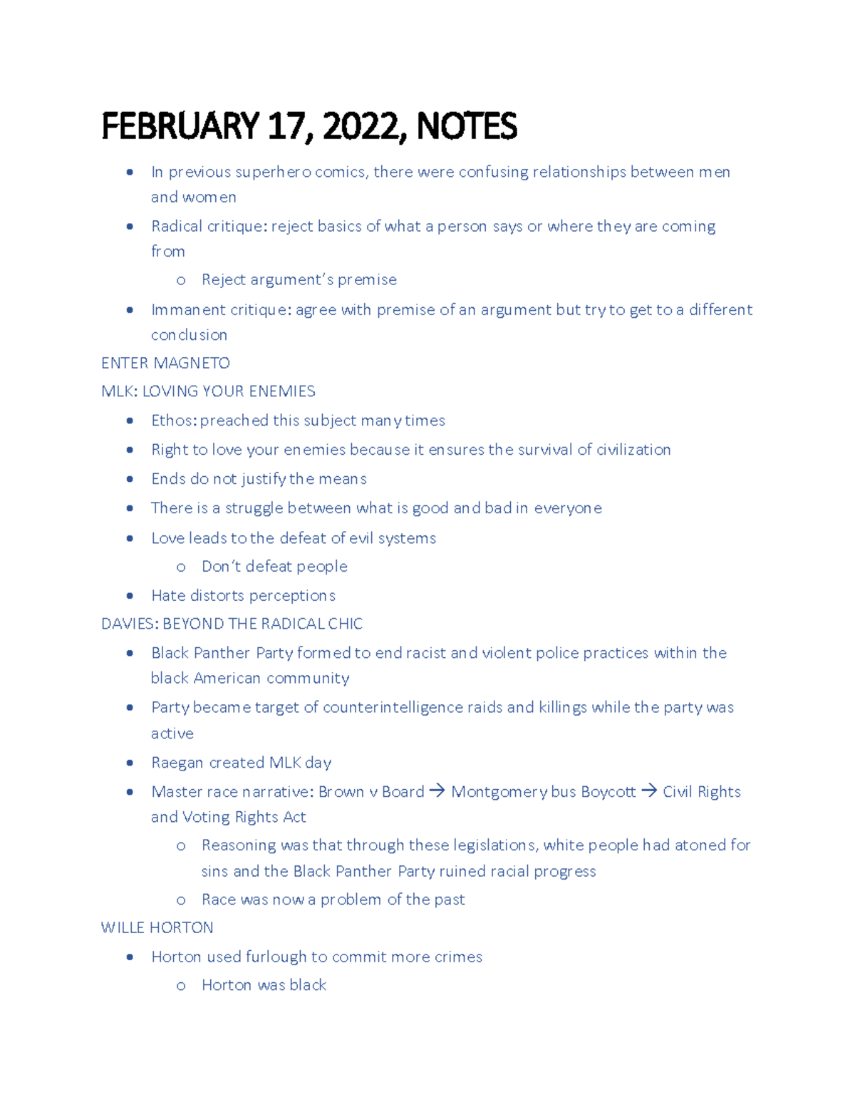 February 27 Notes - FEBRUARY 17 , 2022 , NOTES In previous superhero ...