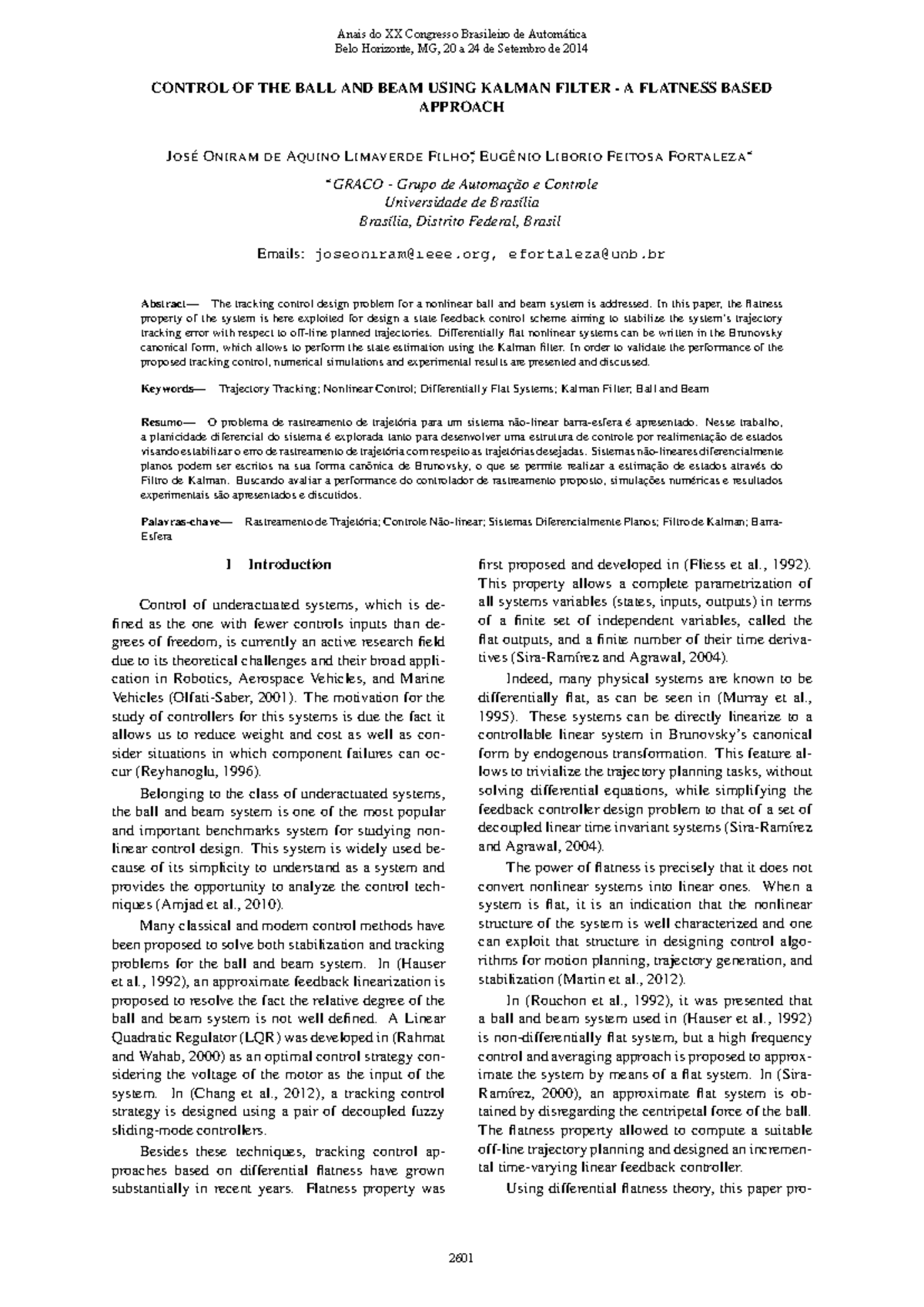 Control of the Ball and Beam using Kalma - CONTROL OF THE BALL AND BEAM ...