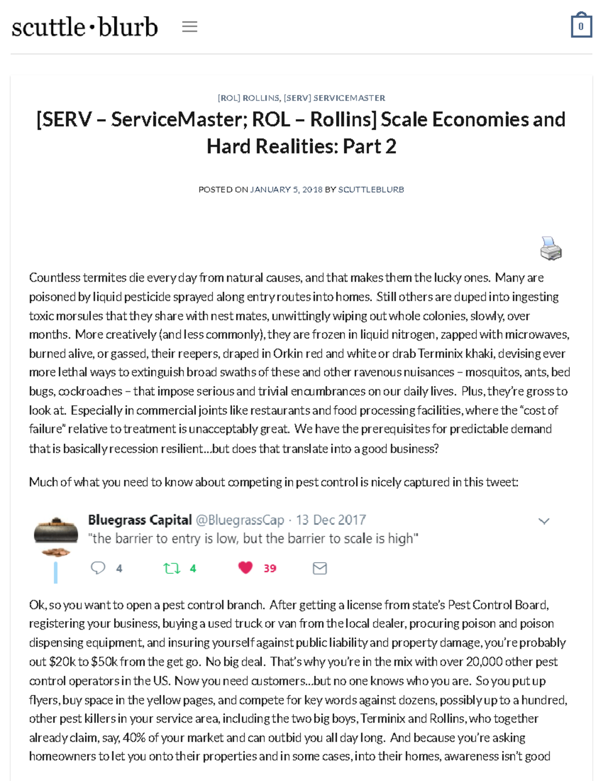 2017 - [SERV – Service Master; ROL – Rollins] Scale Economies and Hard ...