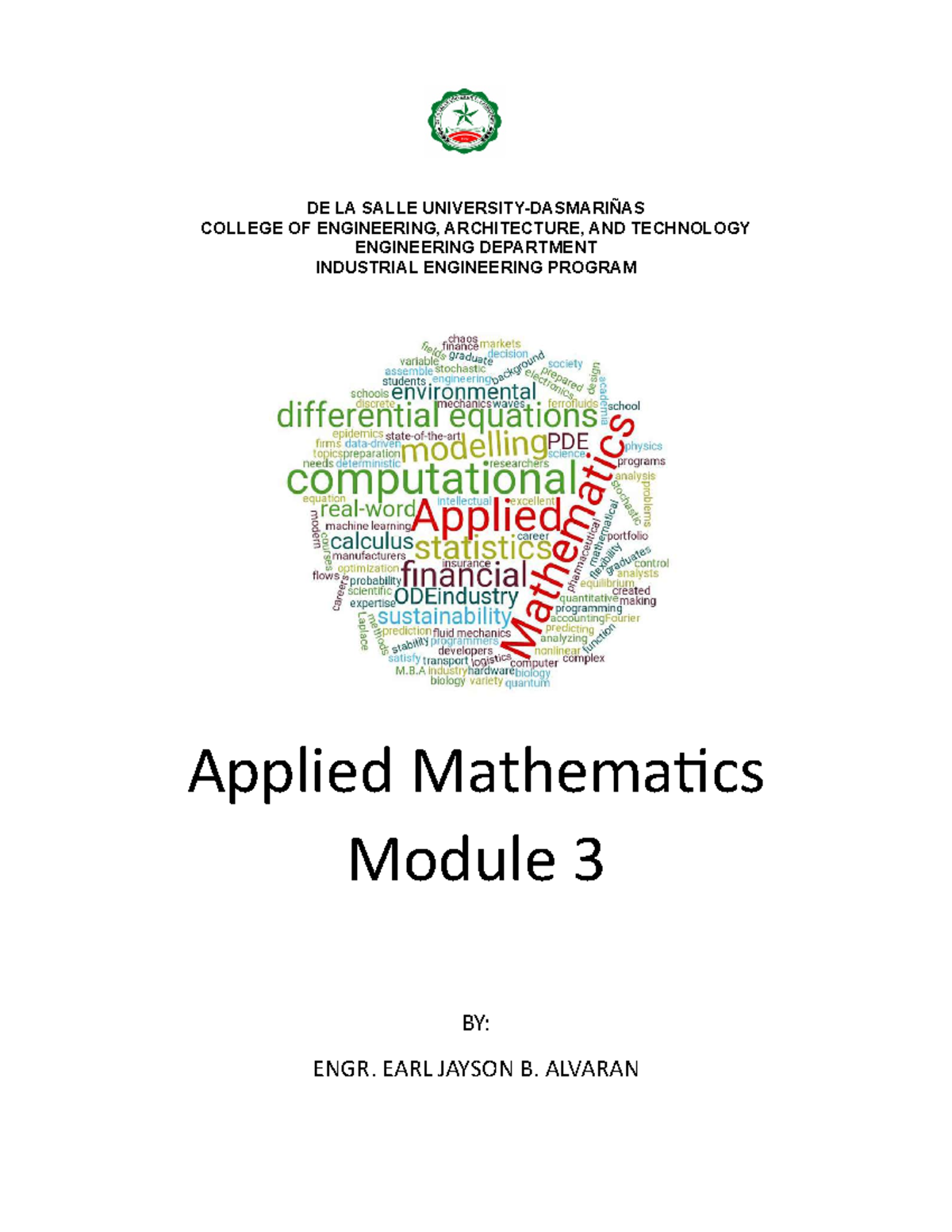Applied Mathematics Module 3(2) - DE LA SALLE UNIVERSITY-DASMARIÑAS ...