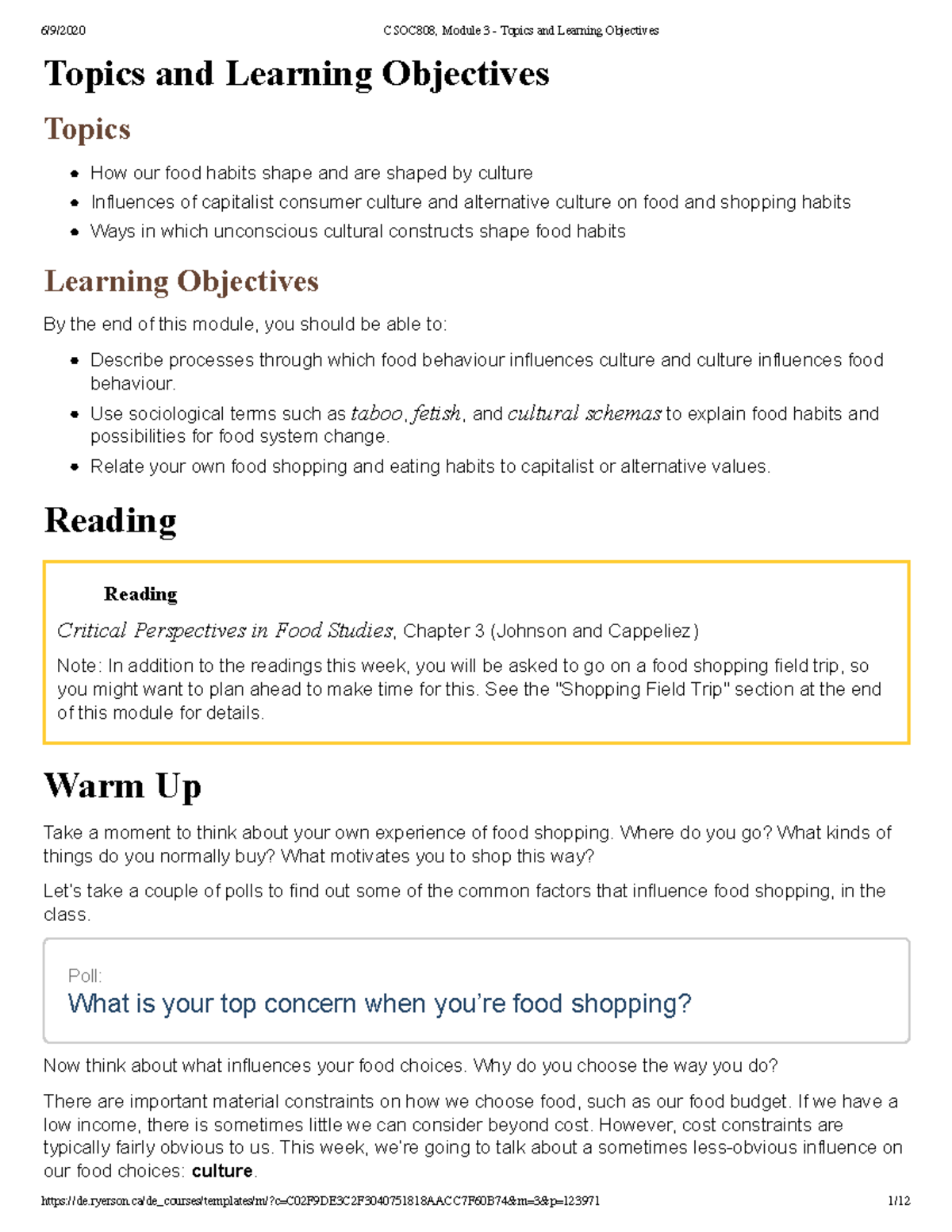 CSOC808, Module 3 - Topics and Learning Objectives - Topics and ...