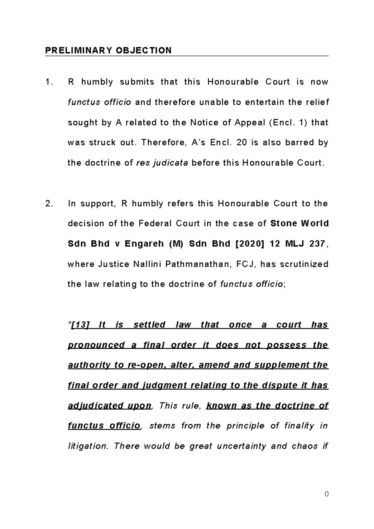 PO ON Functus Officio - Summary Civil Procedure - PRELIMINARY OBJECTION ...