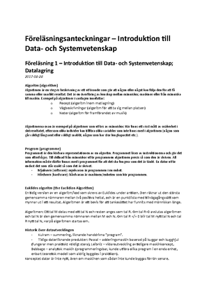 Föreläsning 5 Söka och sortera - PROG2 - SU - Studocu