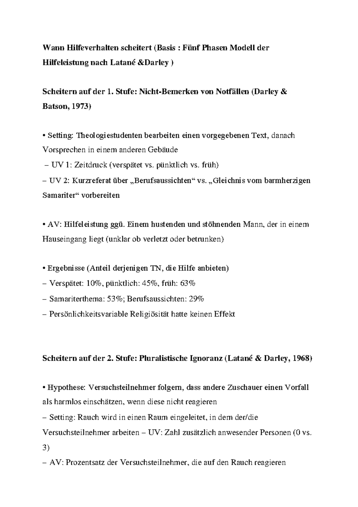 Wann Hilfeverhalten scheitert - Stufe: Nicht-Bemerken von Notfällen ...