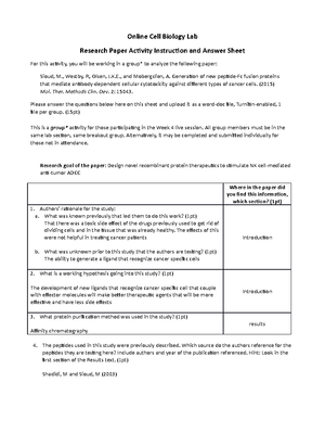 Cell Biology Extra Credit Assignment - Cell Biology EXTRA CREDIT ...