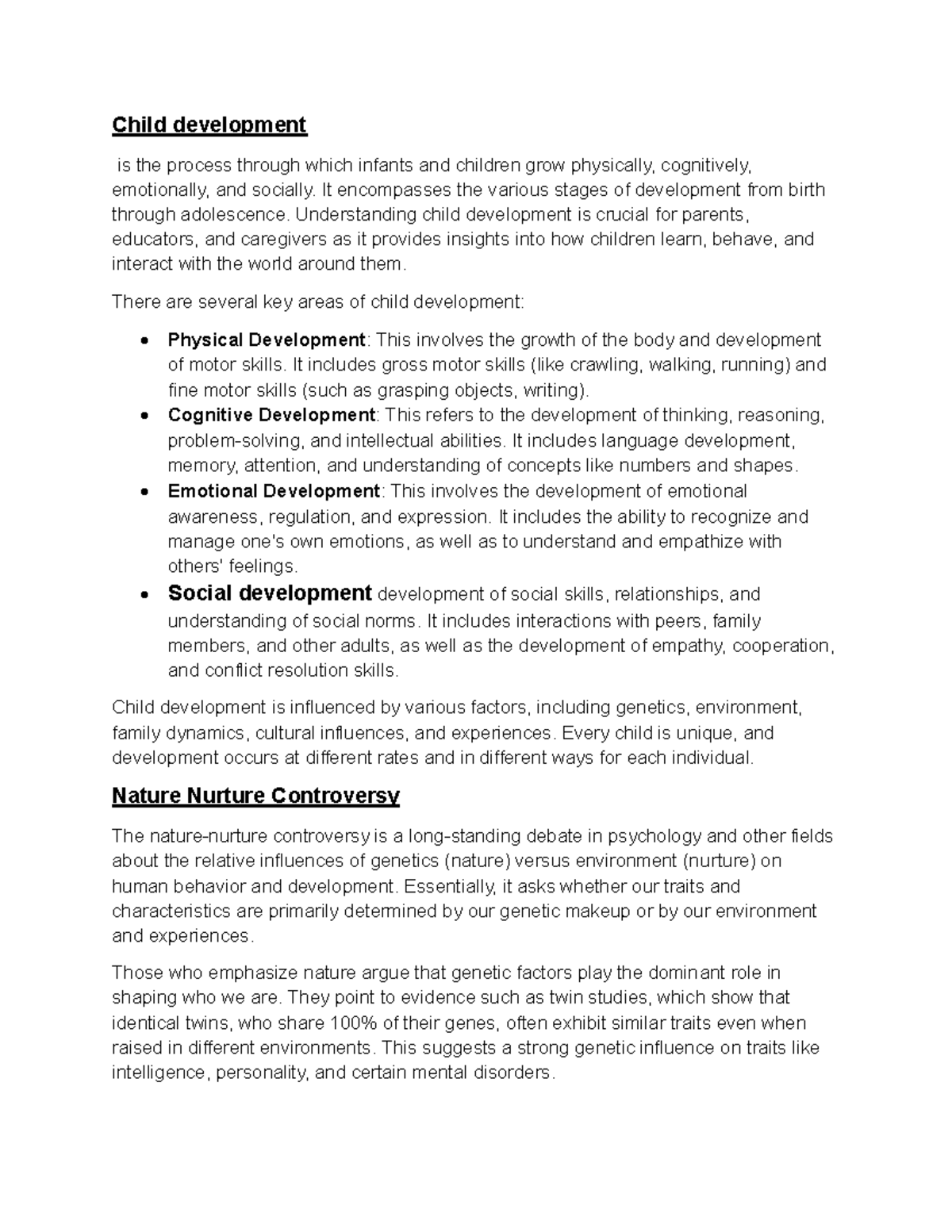 Child development final chatgpt compressed - Child development is the ...