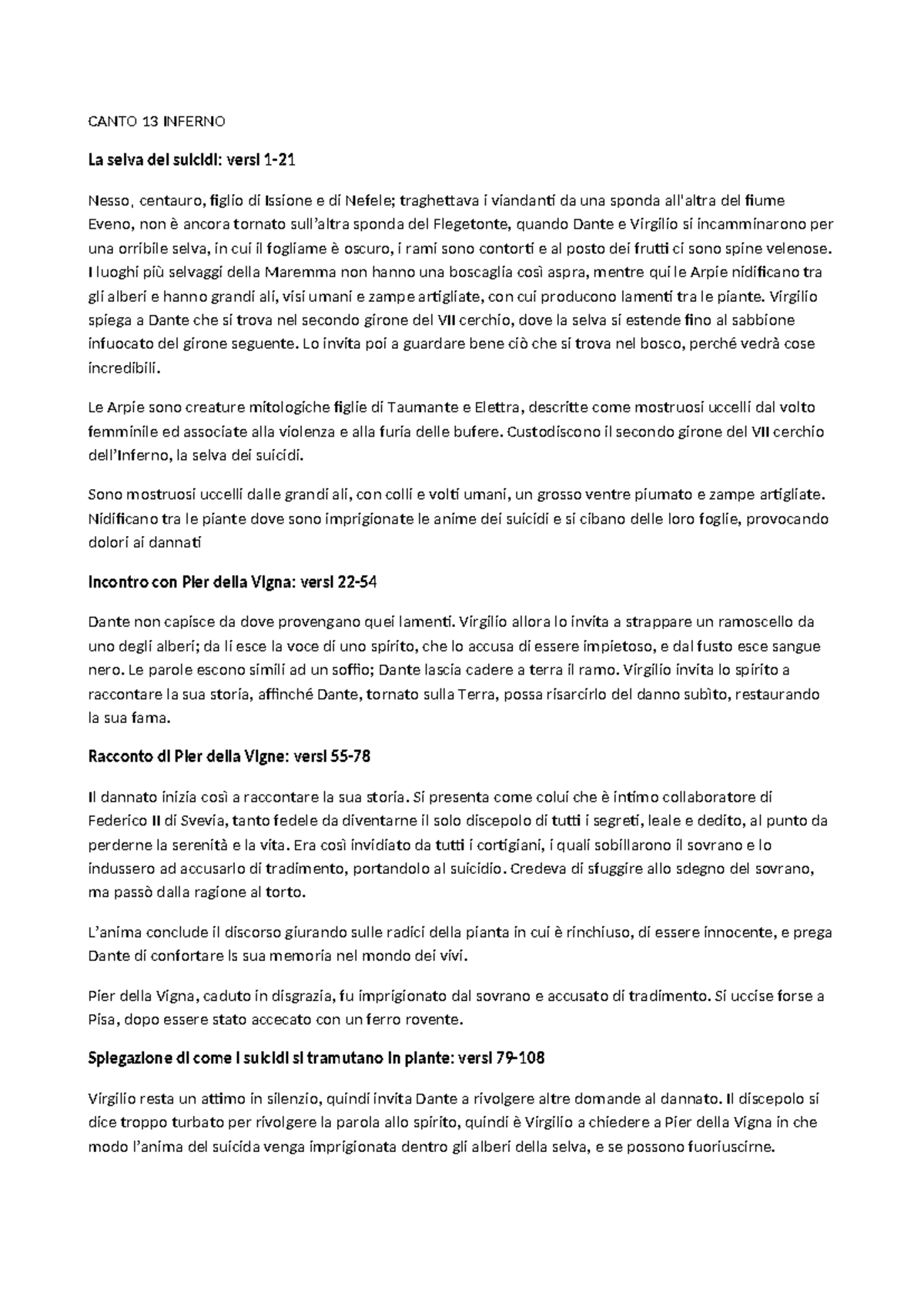 Canto 13 Inferno - CANTO 13 INFERNO La selva dei suicidi: versi 1 ...