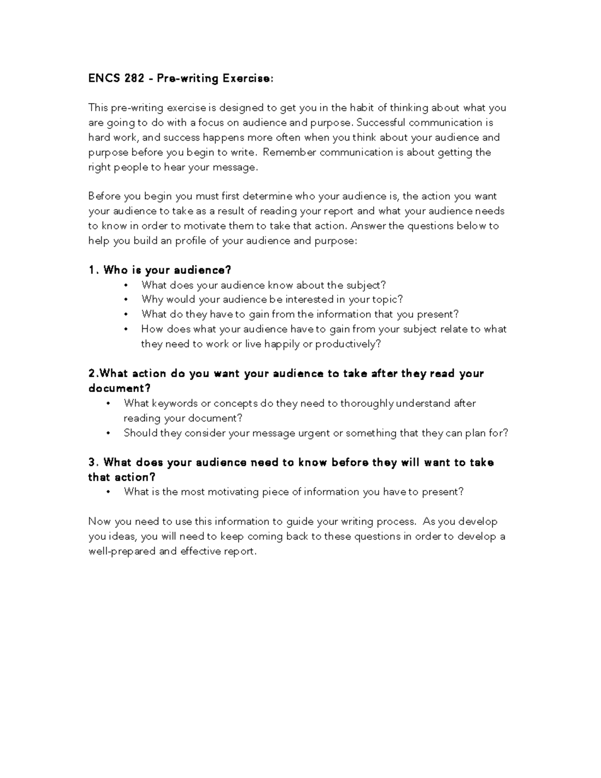 ENCS 282 Pre-writing Exercise - E N C S 2 8 2 - P r e -w r i t i n g E ...