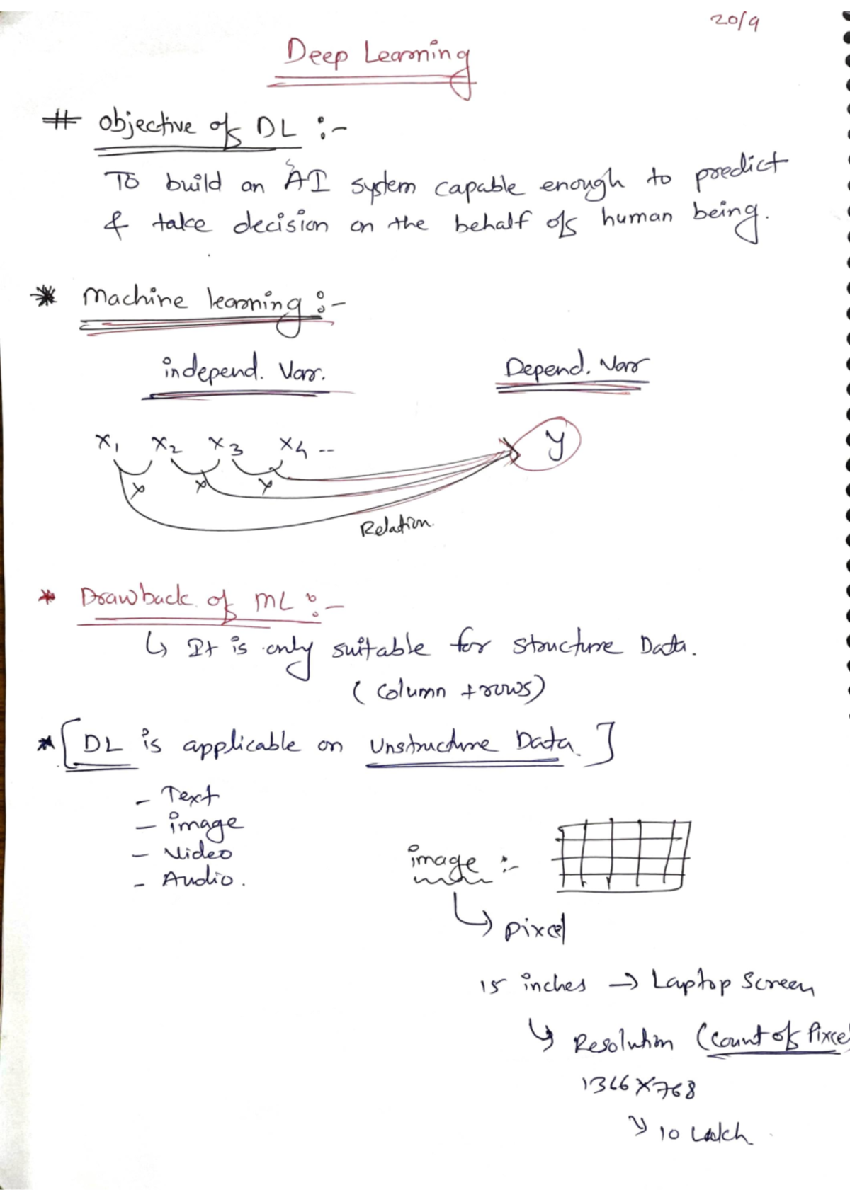 Dl Handwritten Notes Deep Learning Objective Of Dl To Build An Ai
