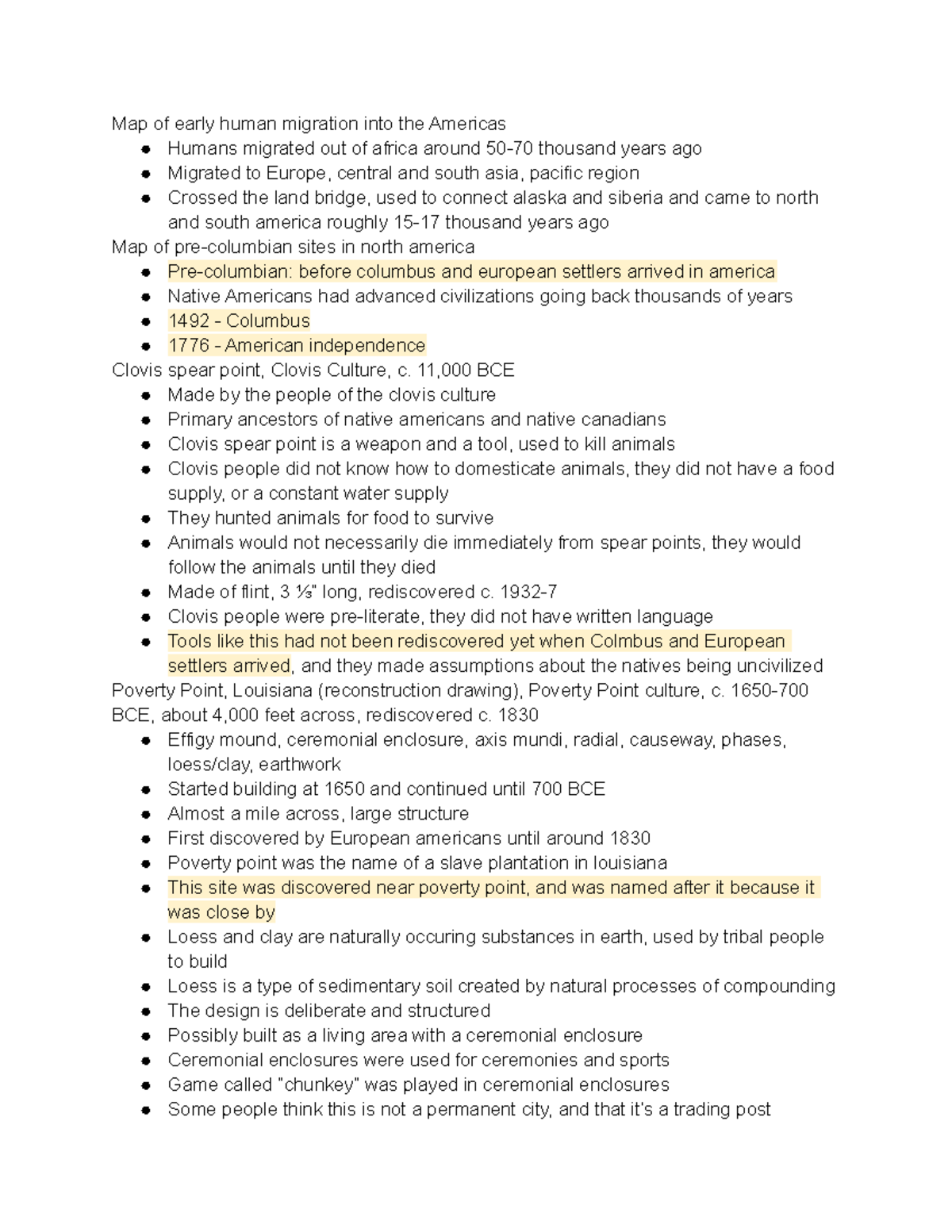 American Art Part 1 - Lecture notes 1 - Map of early human migration ...