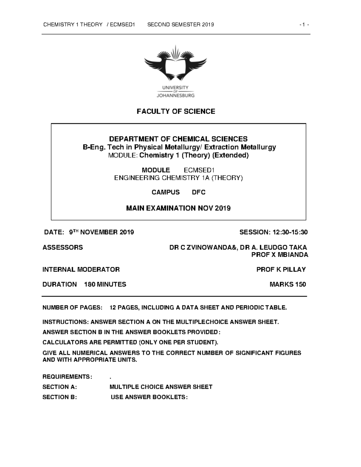 Uj 39302+ Source 1+ Source 1 - FACULTY OF SCIENCE DEPARTMENT OF ...