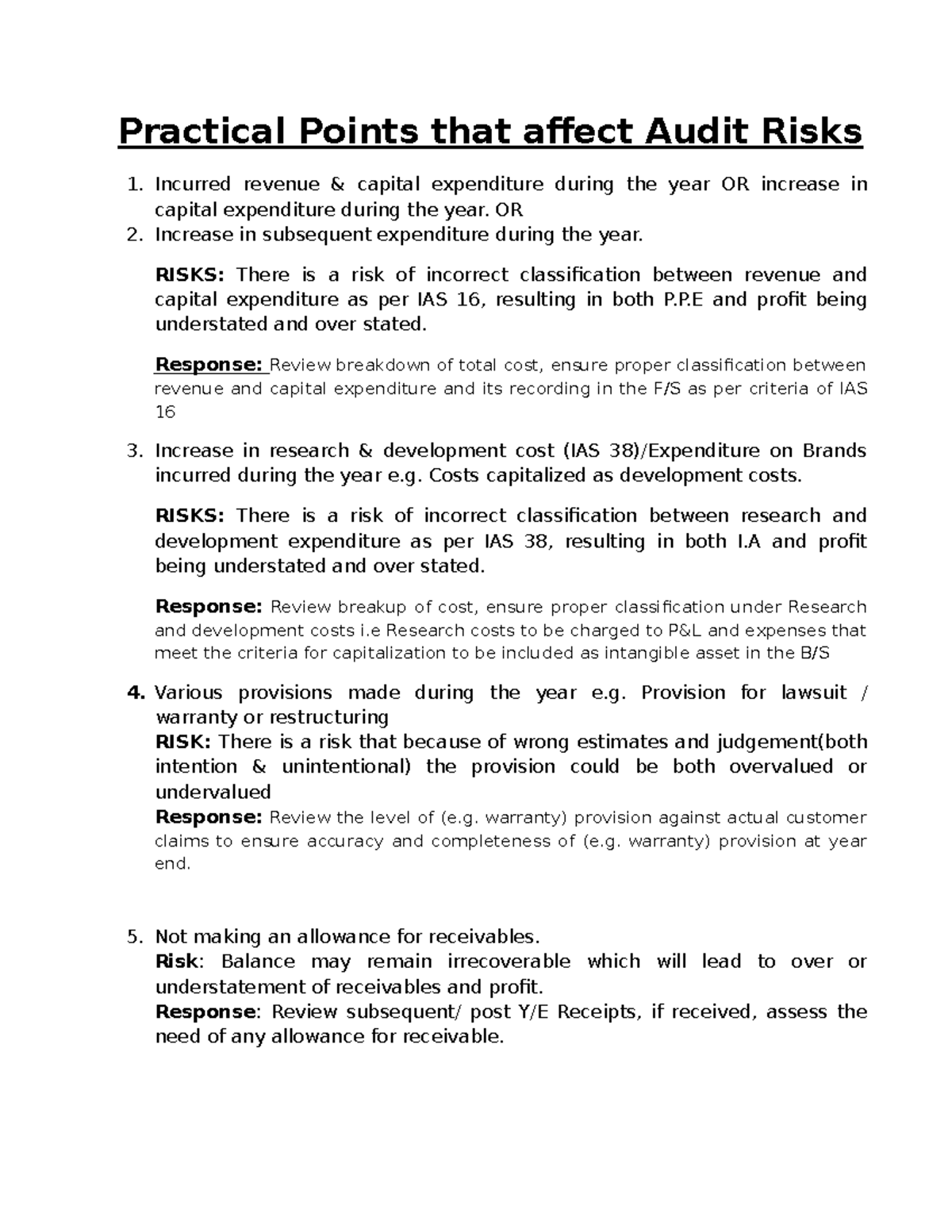 Audit Risks - AA QUICK REVISION - Practical Points that affect Audit ...