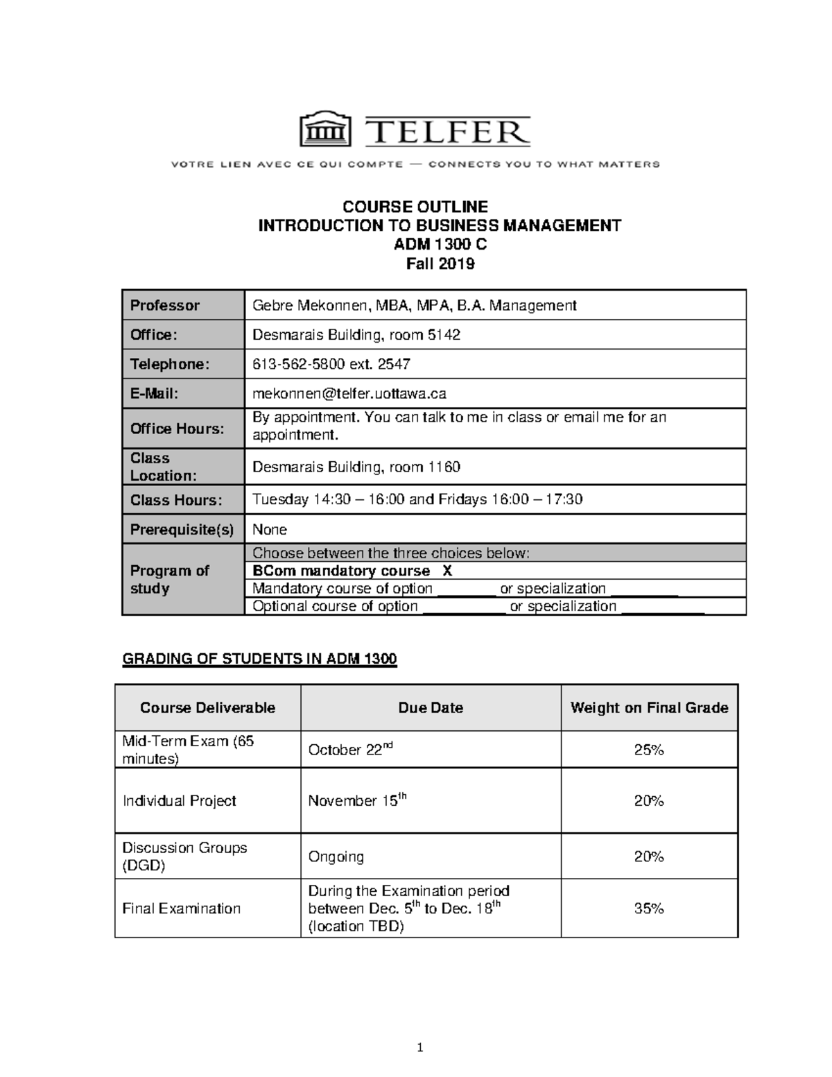 Introduction to Business Management Course Outline - Studocu