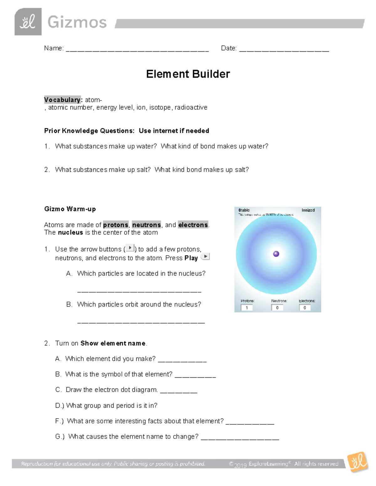 5 Element Builder - Name: ______________________________________ Date