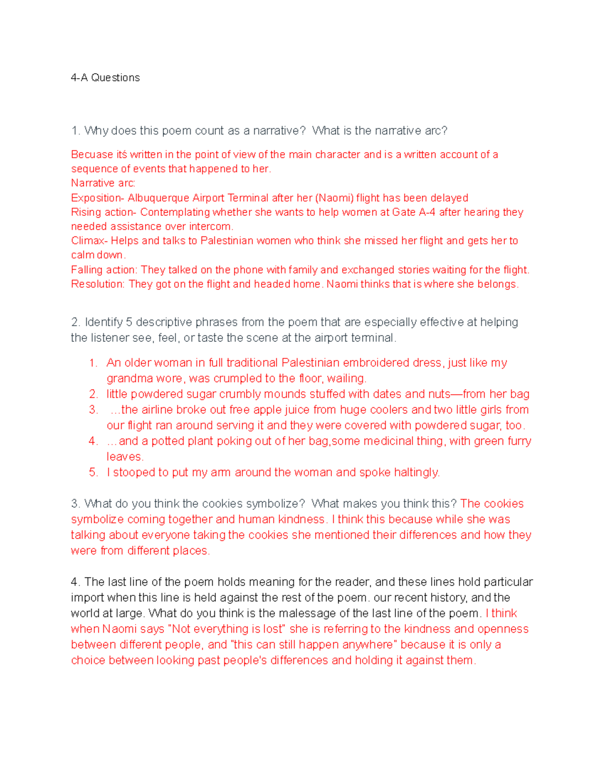 Gate A-4 - answers - 4-A Questions 1. Why does this poem count as a ...