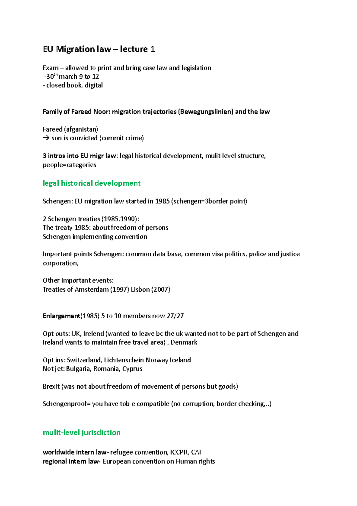 EU Migration law - .) mulit-level jurisdiction worldwide intern law ...
