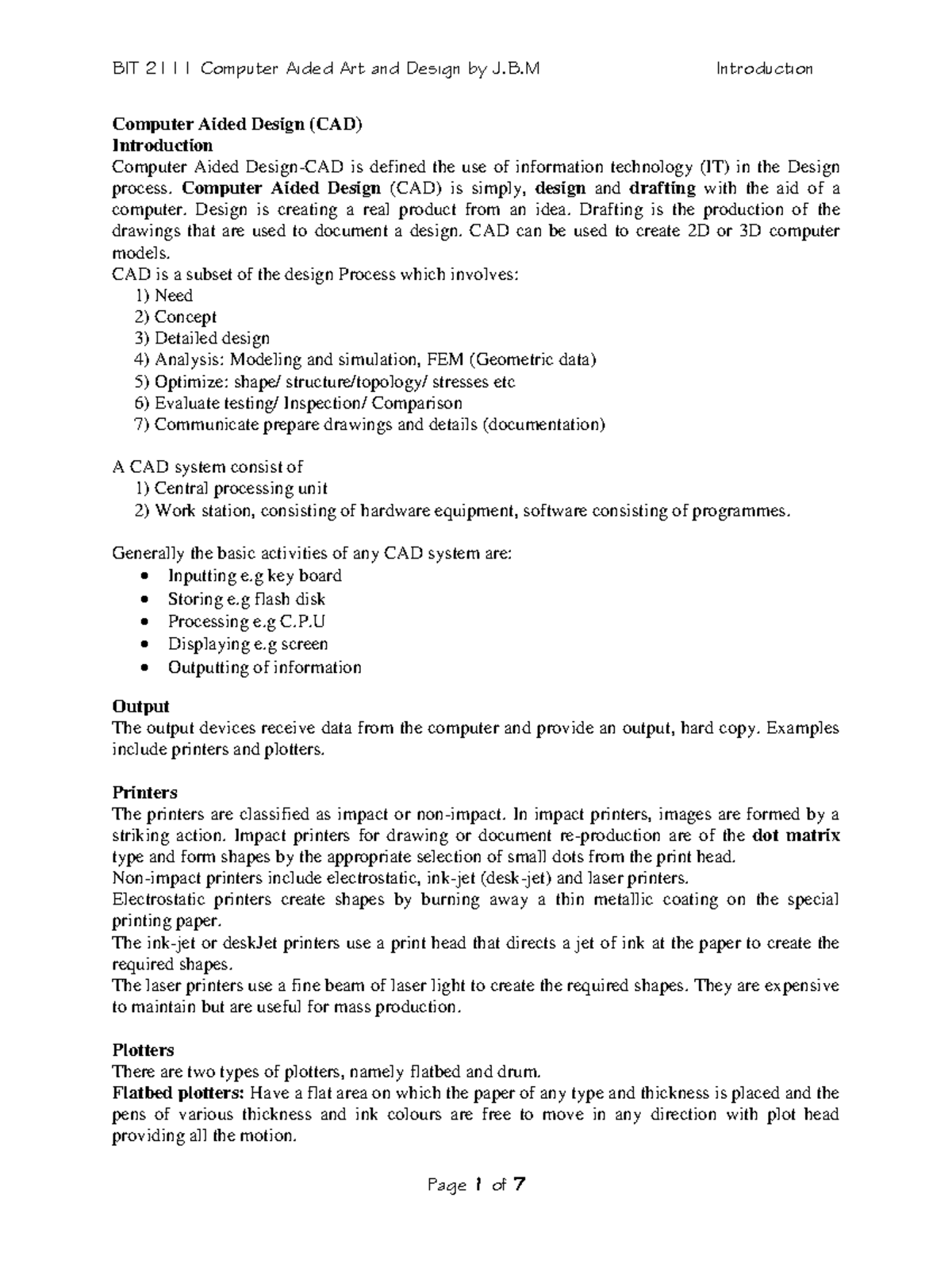 Lesson 1 - Introduction to CAD - Computer Aided Design (CAD ...