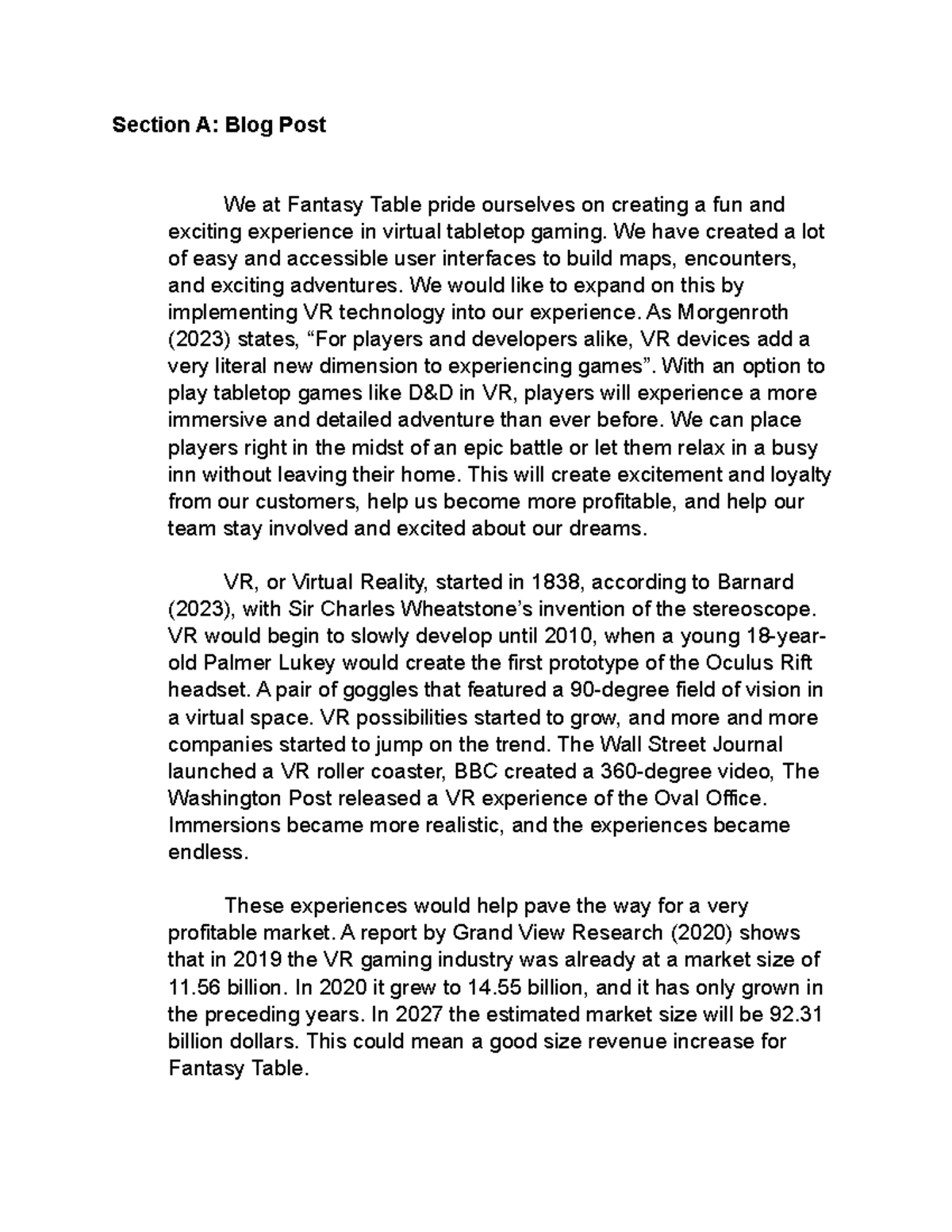 Explainer Blog - Section A: Blog Post We at Fantasy Table pride ...