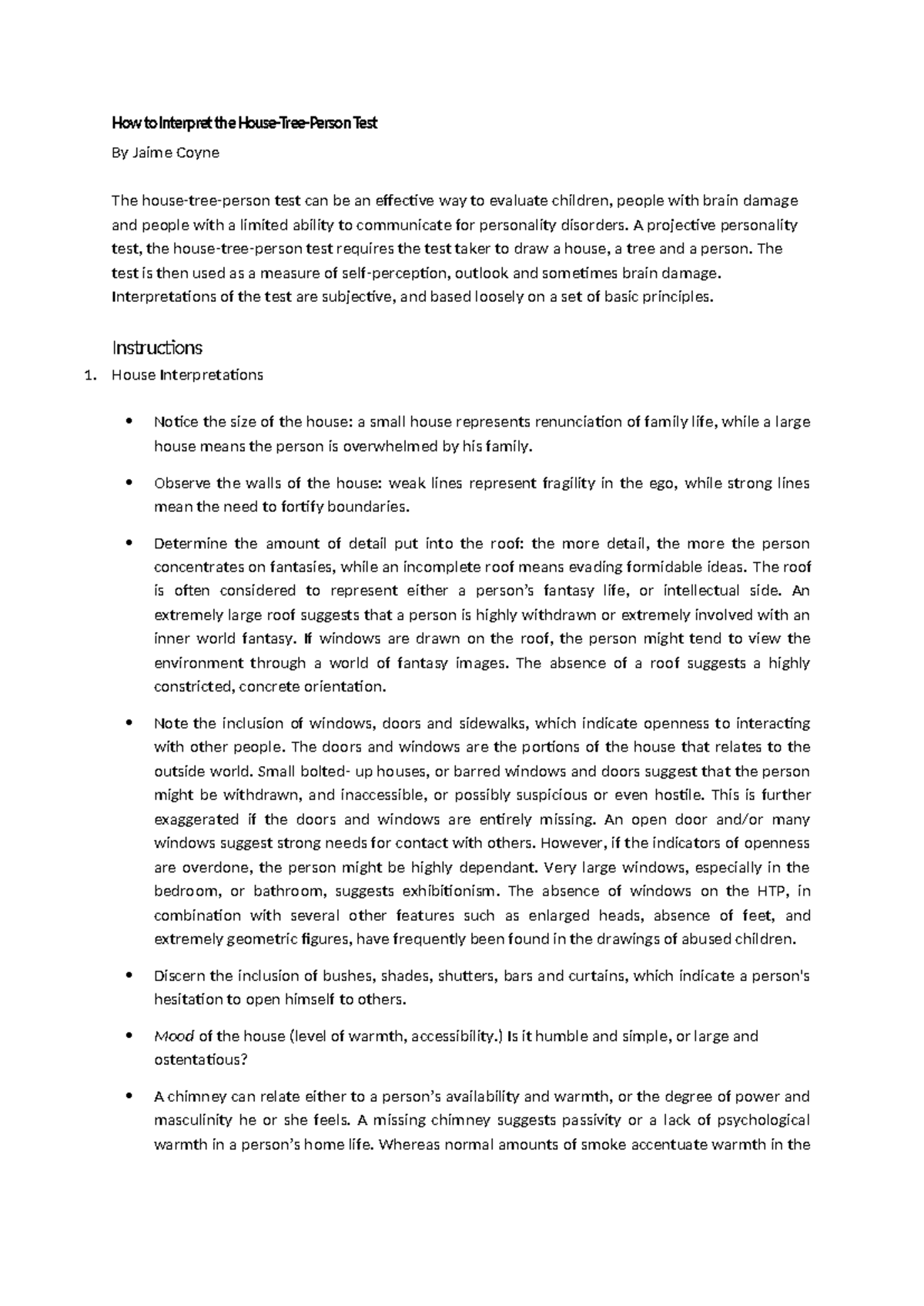 HTP Interpretation - How to Interpret the House-Tree-Person Test By ...