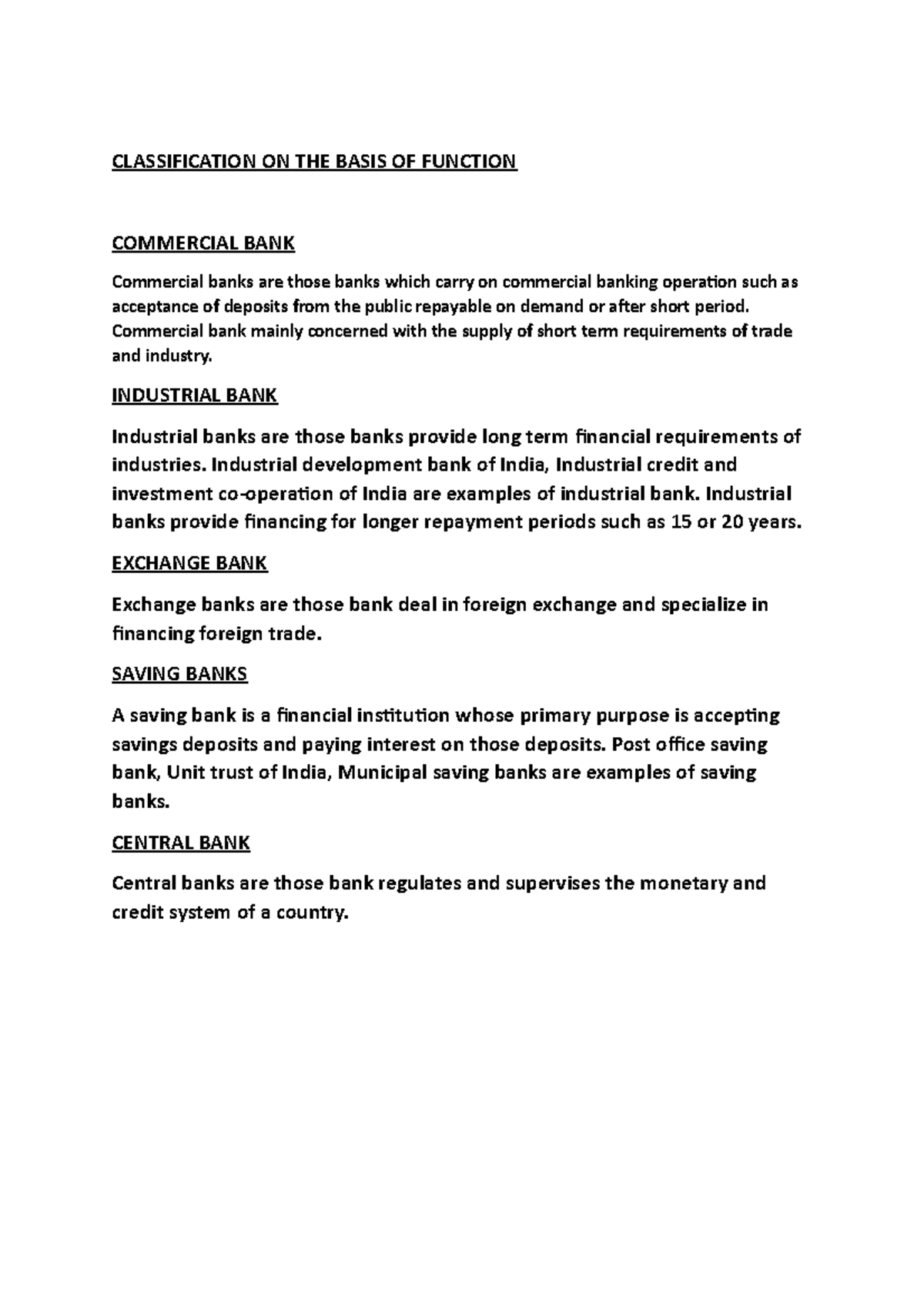 Classification Of Bank CLASSIFICATION ON THE BASIS OF FUNCTION classification-of-bank-classification-on-the-basis-of-function
