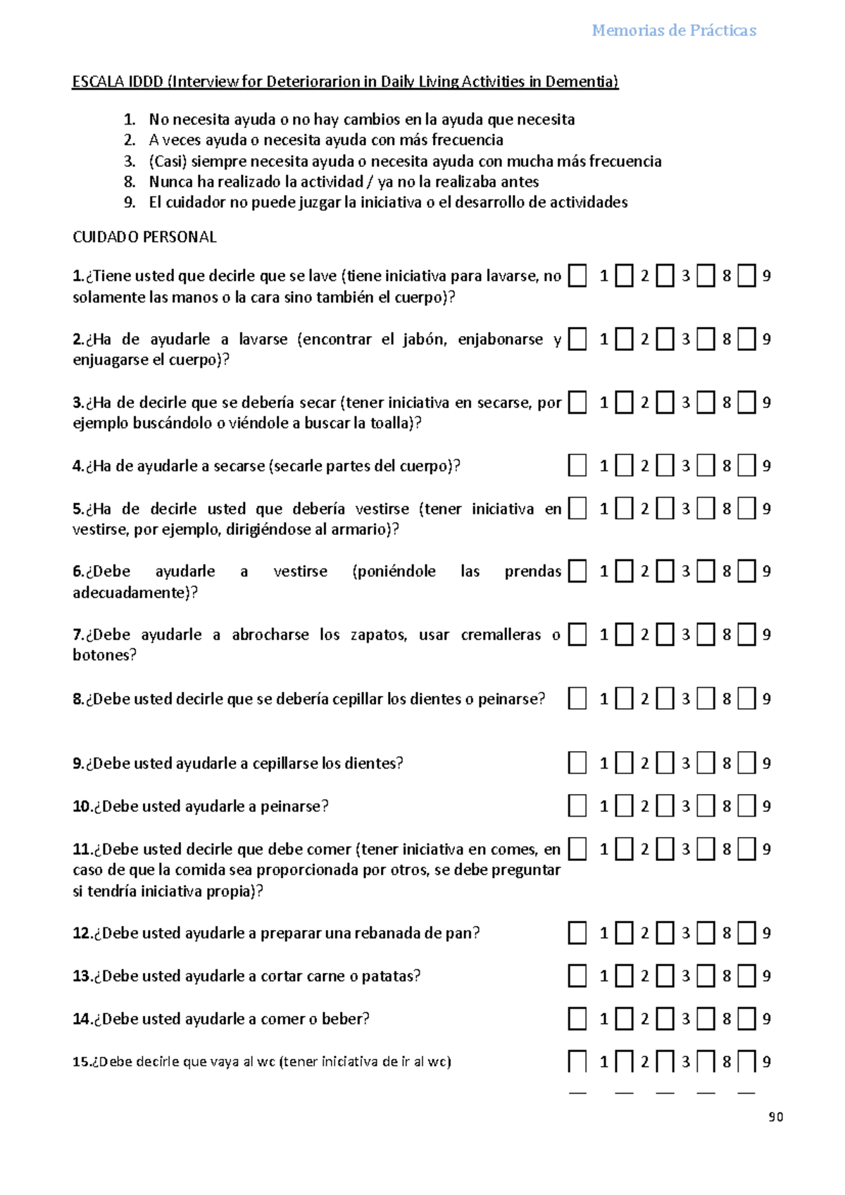 Escala IDDD - Memorias de Prácticas 90 ESCALA IDDD (Interview for ...