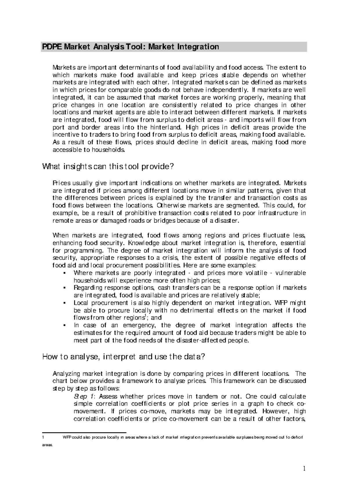 WFP-0000006966 - Market Analysis Tool: Market Integration asfsadf - PDPE Market Analysis Tool ...