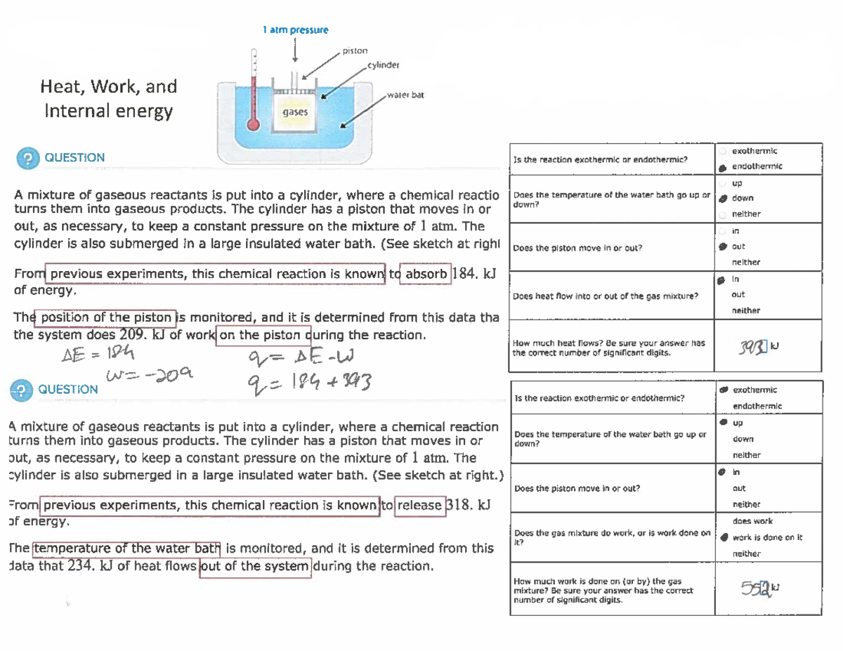 Heat, Work, and Internal Energy - CHEM 1203 - Studocu