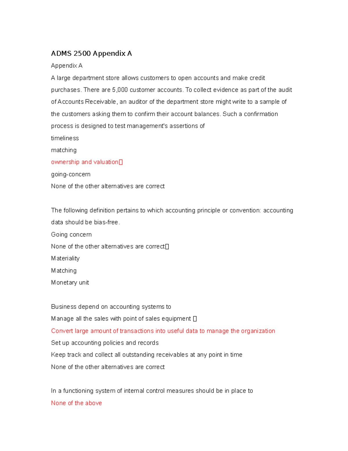 ADMS 2500 Appendix A - Online prac - ADMS 2500 Appendix A Appendix A A ...