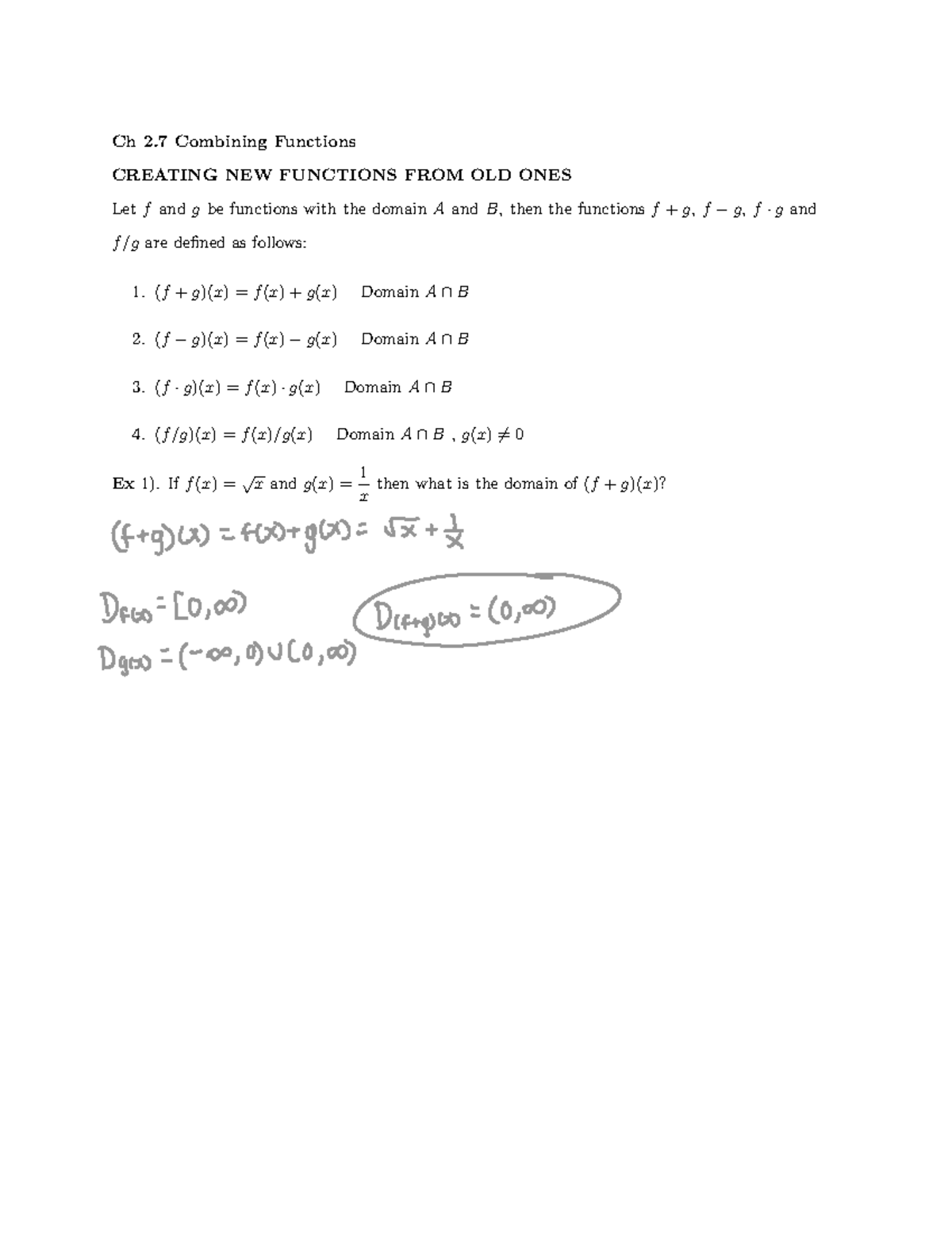 27 Combining Functions Precalc Part 1 Ch 2 Combining Functionscreating New Functions From Old