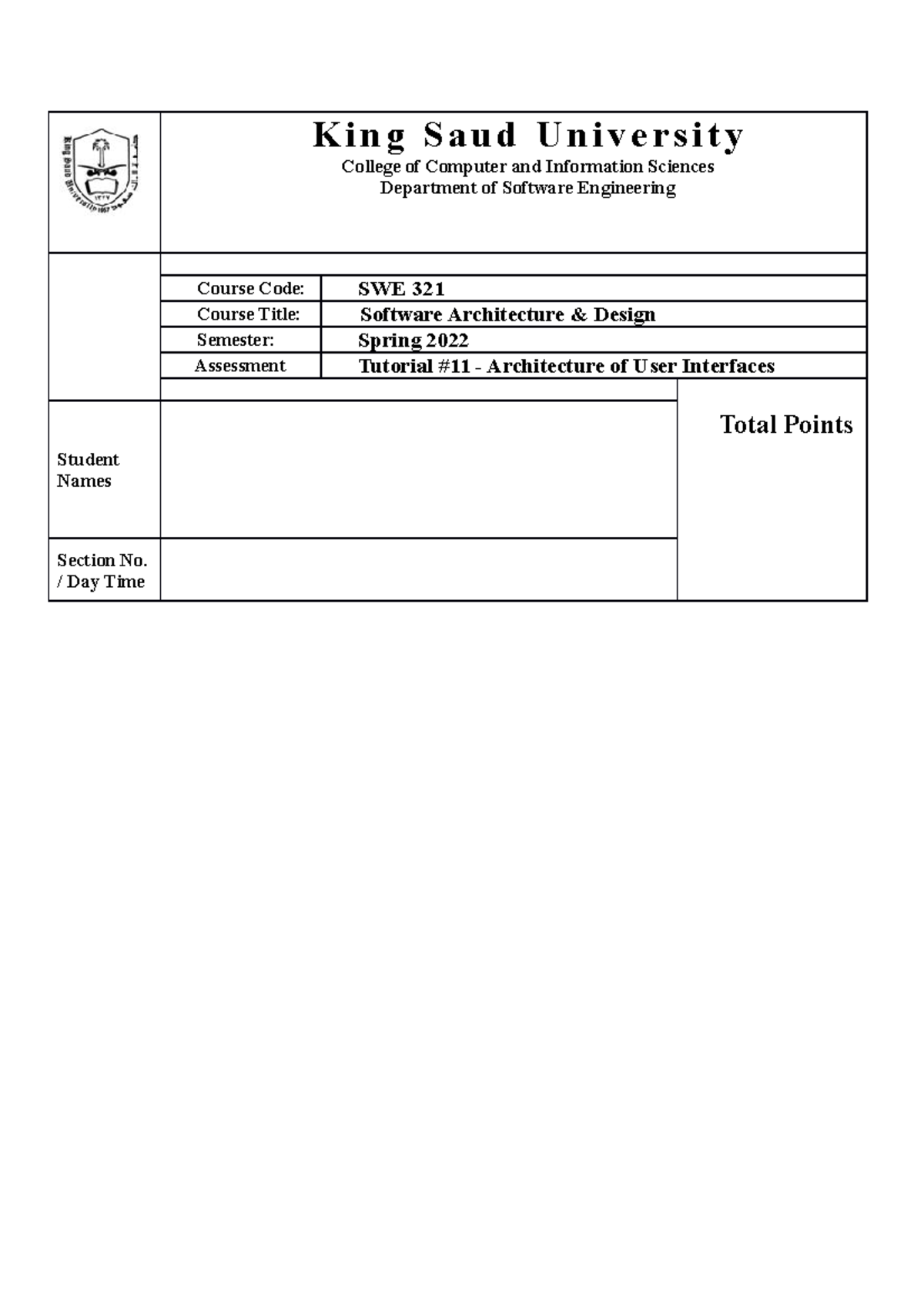 Tutorial#11 - GUI Modelling - King Saud University College of Computer ...