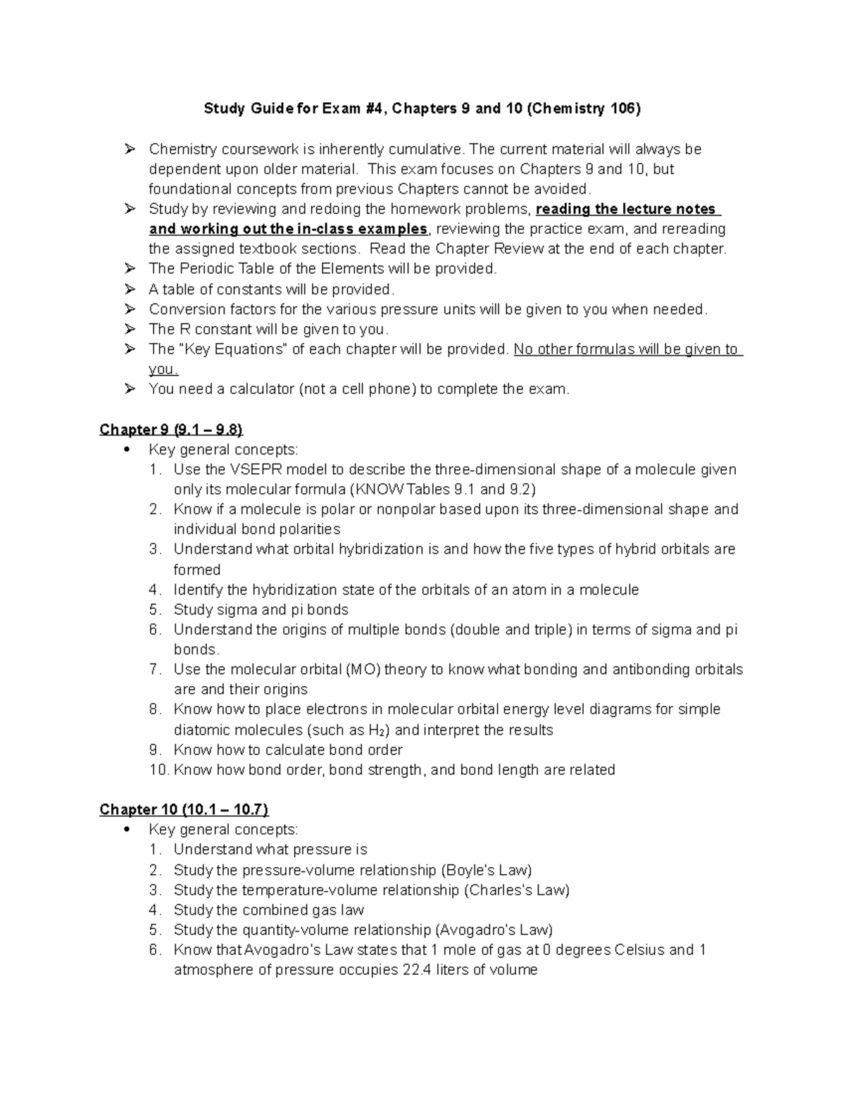 Study Guide Exam 4 2021 - topics included in Exam 4 which covers topics ...