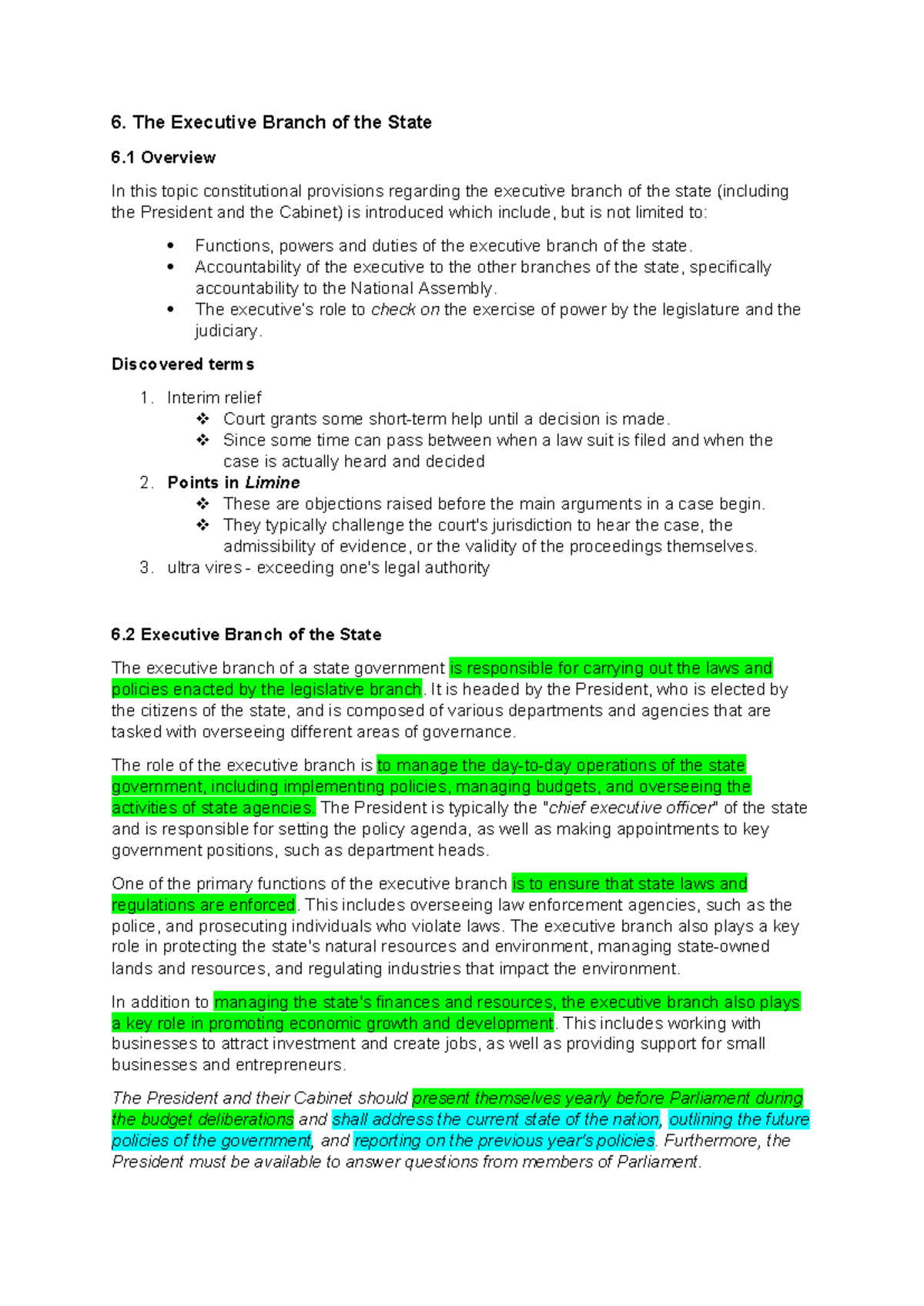 The Executive Notes - 6. The Executive Branch of the State 6 Overview ...