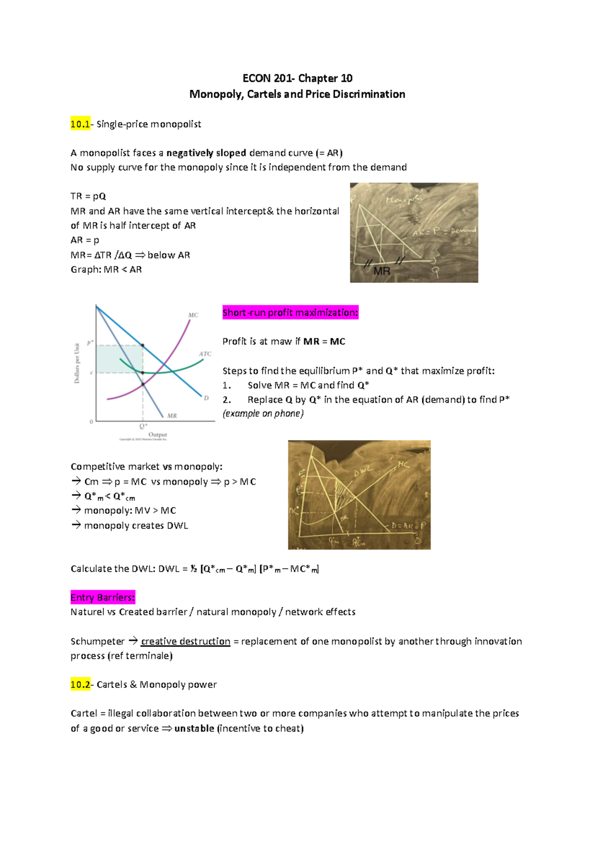 Chapter 10 - Notes from the book, the power point and the class - ECON ...