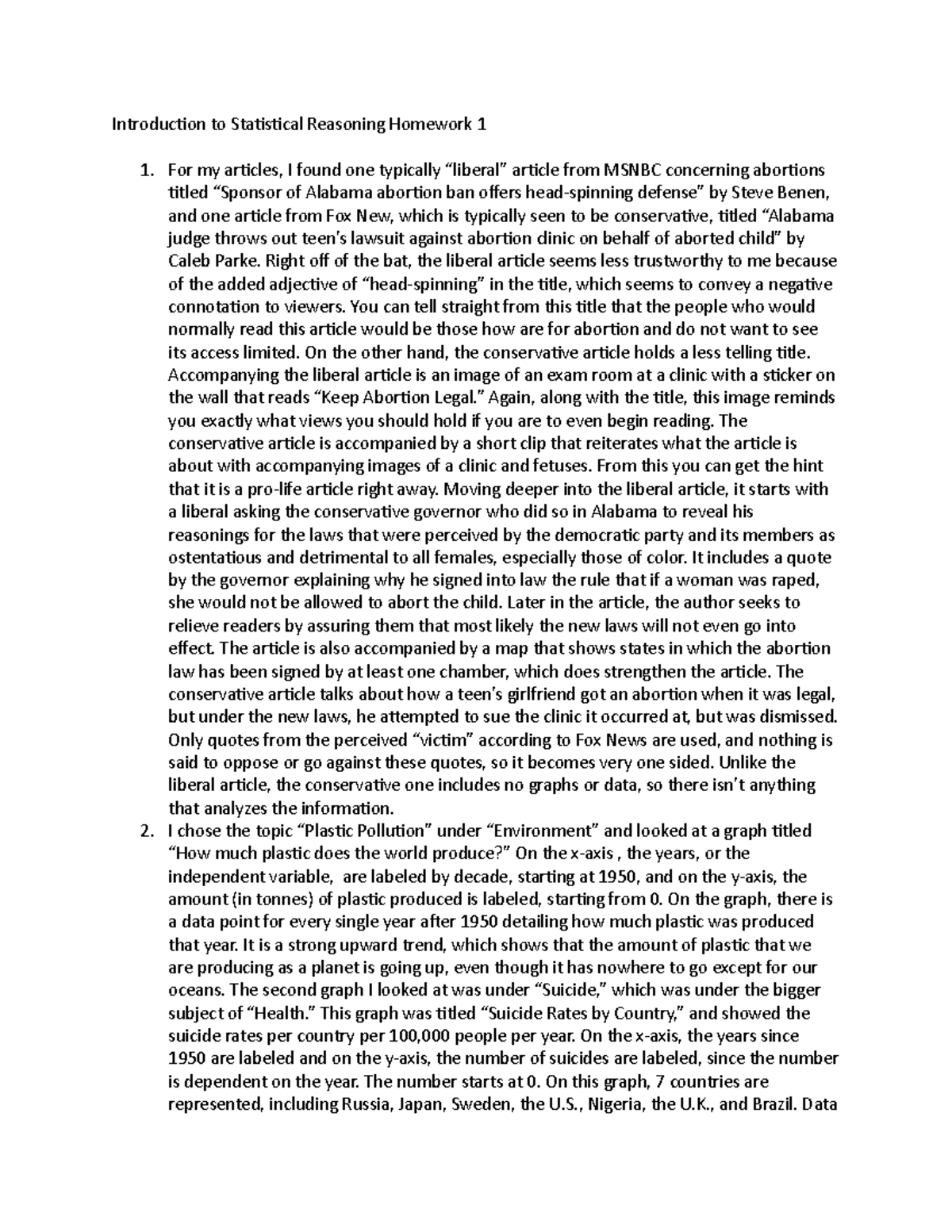 Intro to statistical reasoning hw 1 - Introduction to Statistical ...