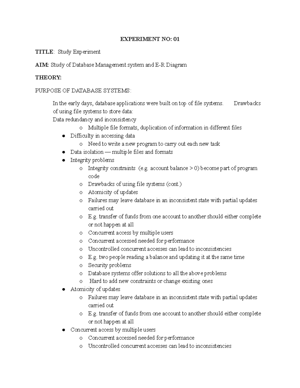 Experiment NO 01 - Practical material - EXPERIMENT NO: 01 TITLE : Study ...