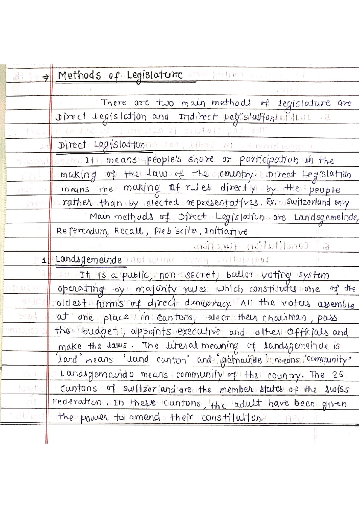Methods of legislature - Bachelors of Law - Studocu