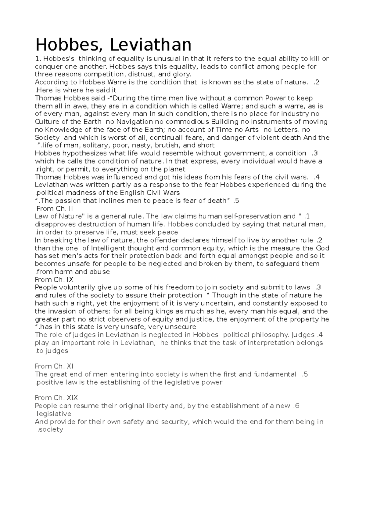 Hobbes Questions Answer - Hobbes, Leviathan Hobbes's thinking of ...