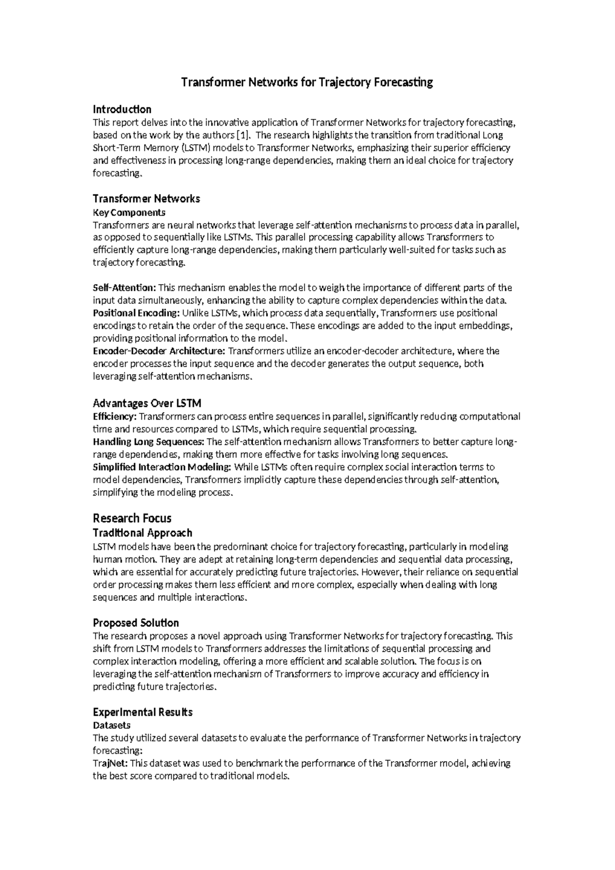 Transformer Networks For Trajectory Forecasting The Research