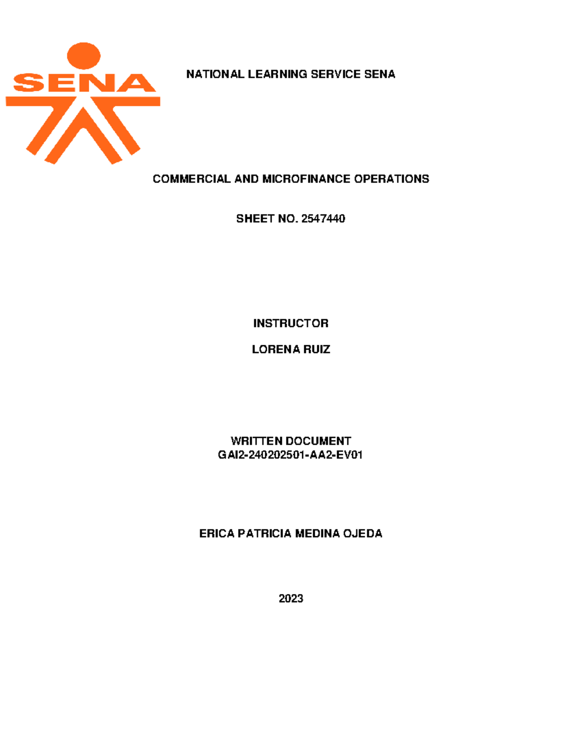 National Learning Service SENA - NATIONAL LEARNING SERVICE SENA ...