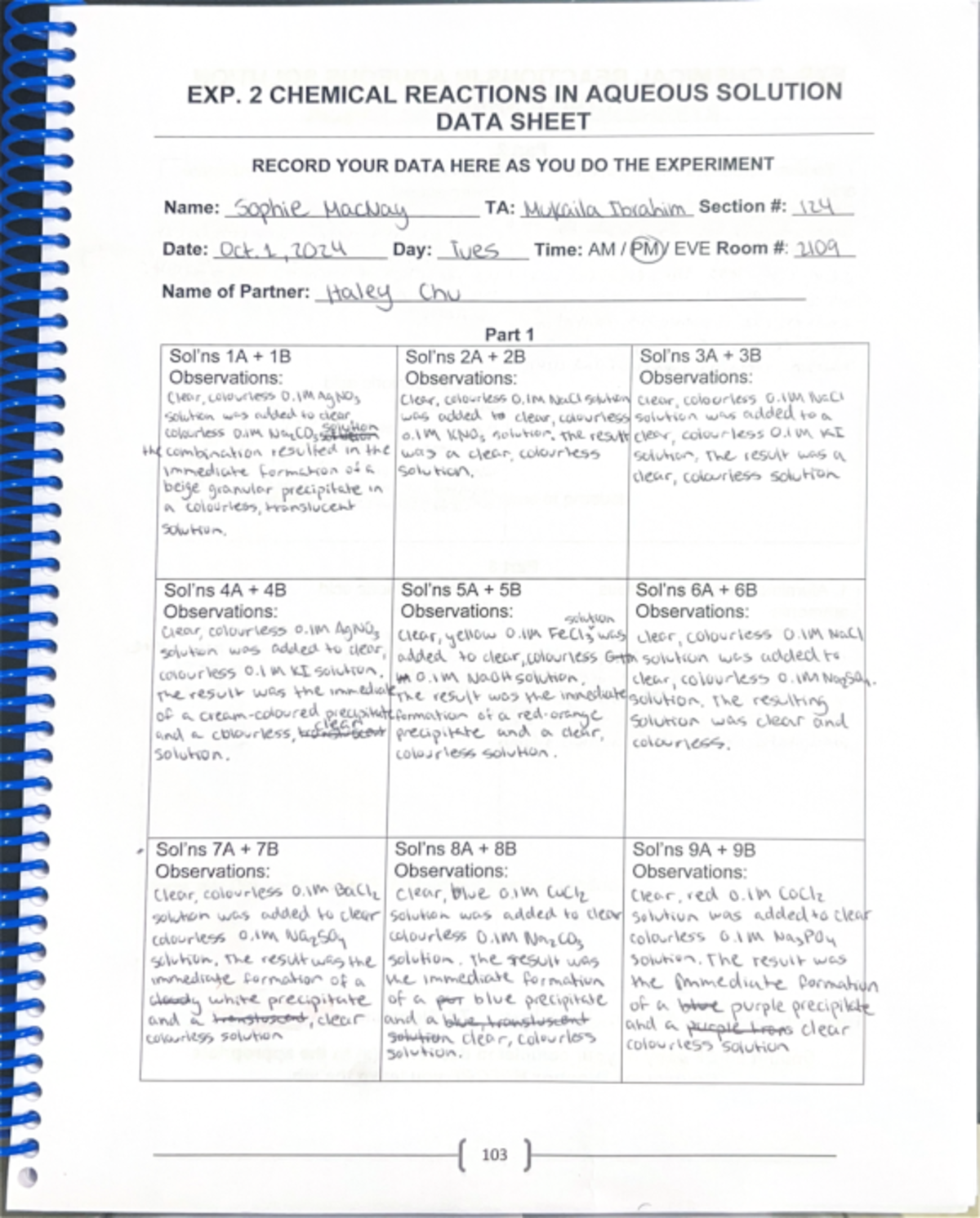EXP. 2 Chemical Reactions IN Aqueous Solution - EXP. 2 CHEMICAL ...