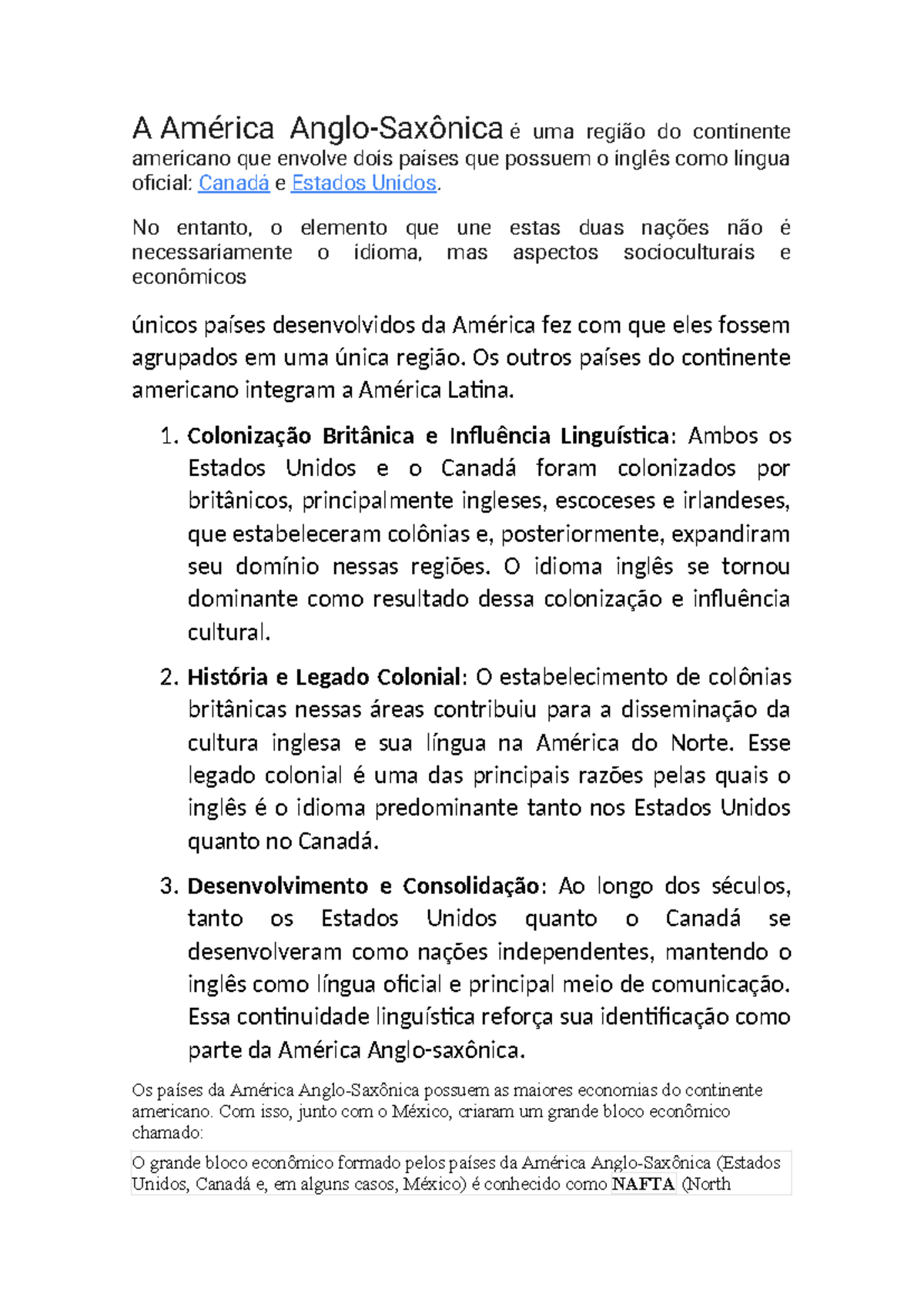 8 ano paises latinos - A América Anglo-Saxônica é uma região do ...