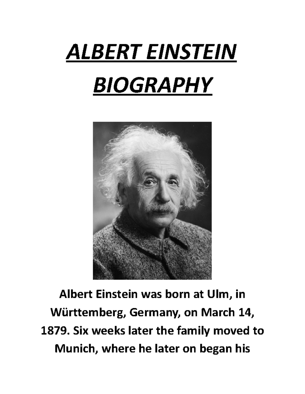 Albert Einstein Biography BY Vanshika - ALBERT EINSTEIN BIOGRAPHY ...