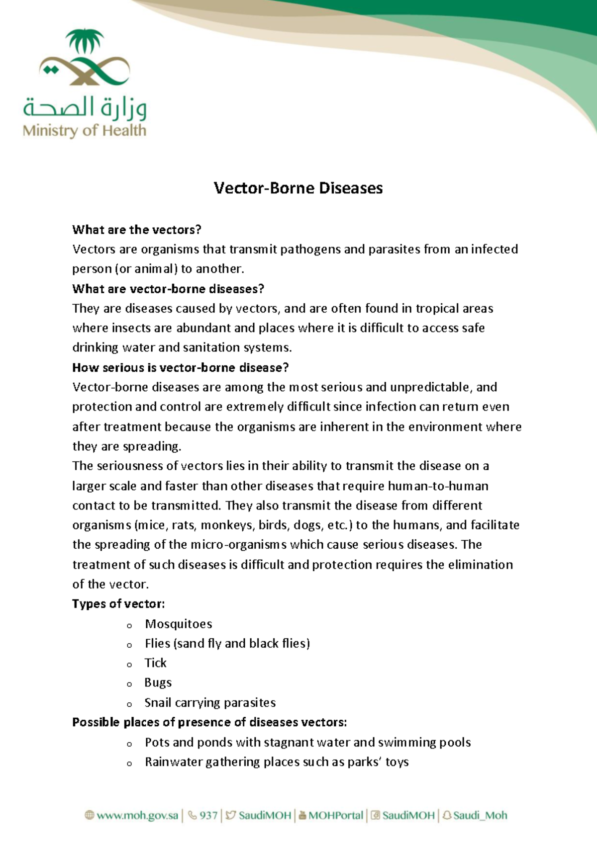 Vector-Borne Diseases - Vector-Borne Diseases What are the vectors ...