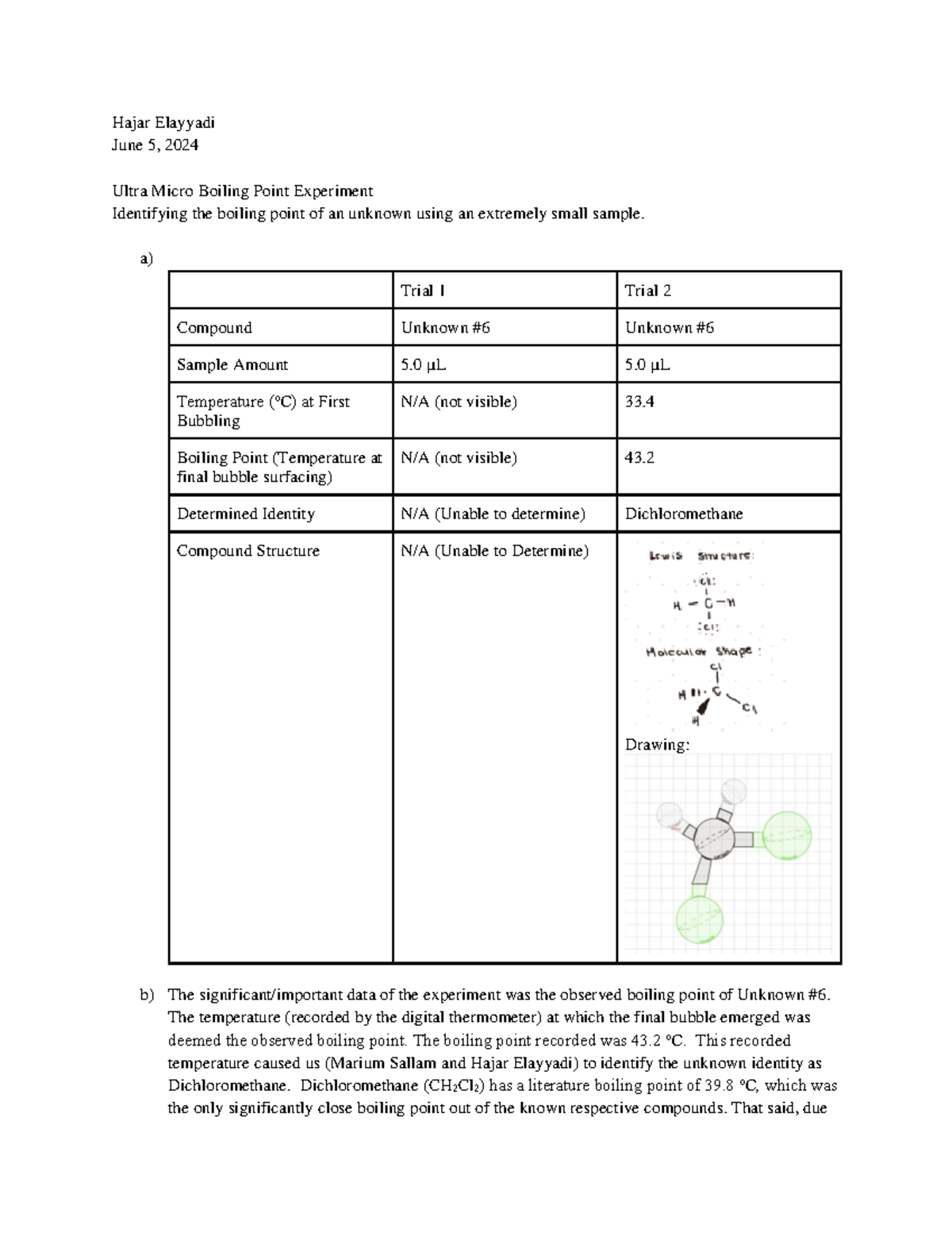 Ultra Micro Boiling Point Lab Report - Hajar Elayyadi June 5, 2024 ...