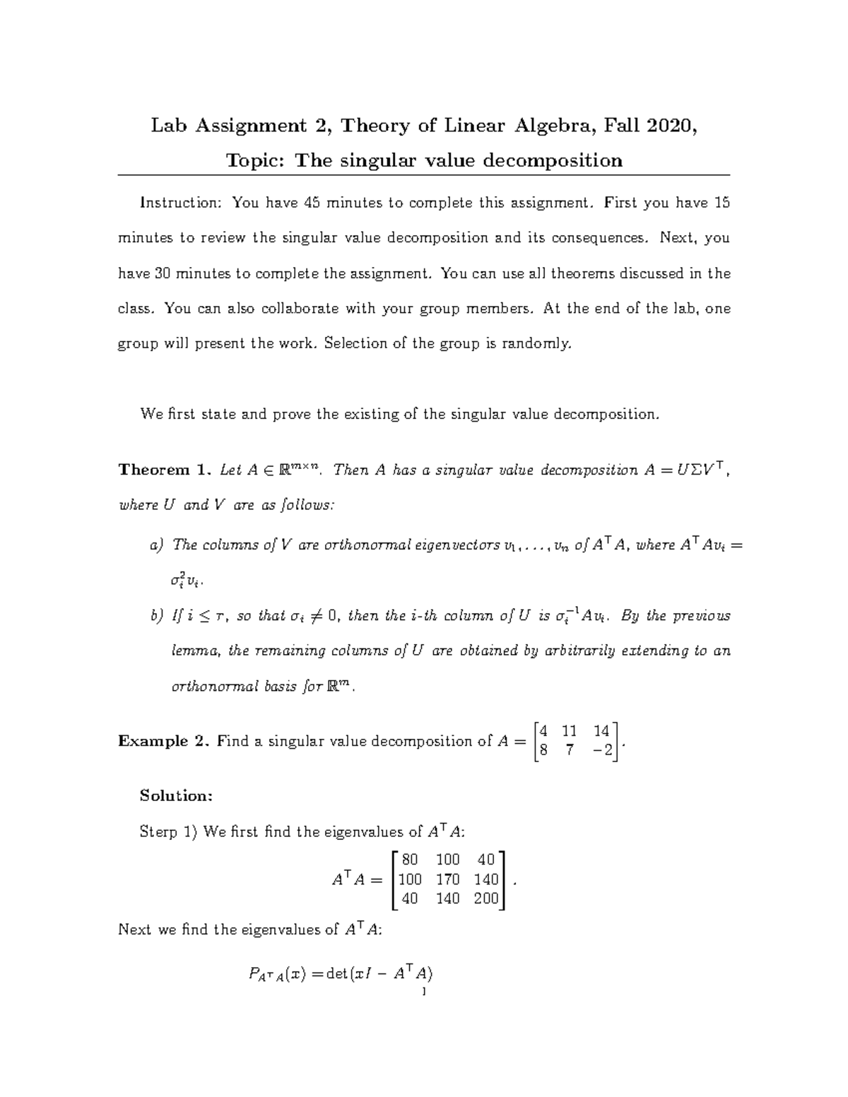 Lab2 - The singular value decomposition - Lab Assignment 2, Theory of ...