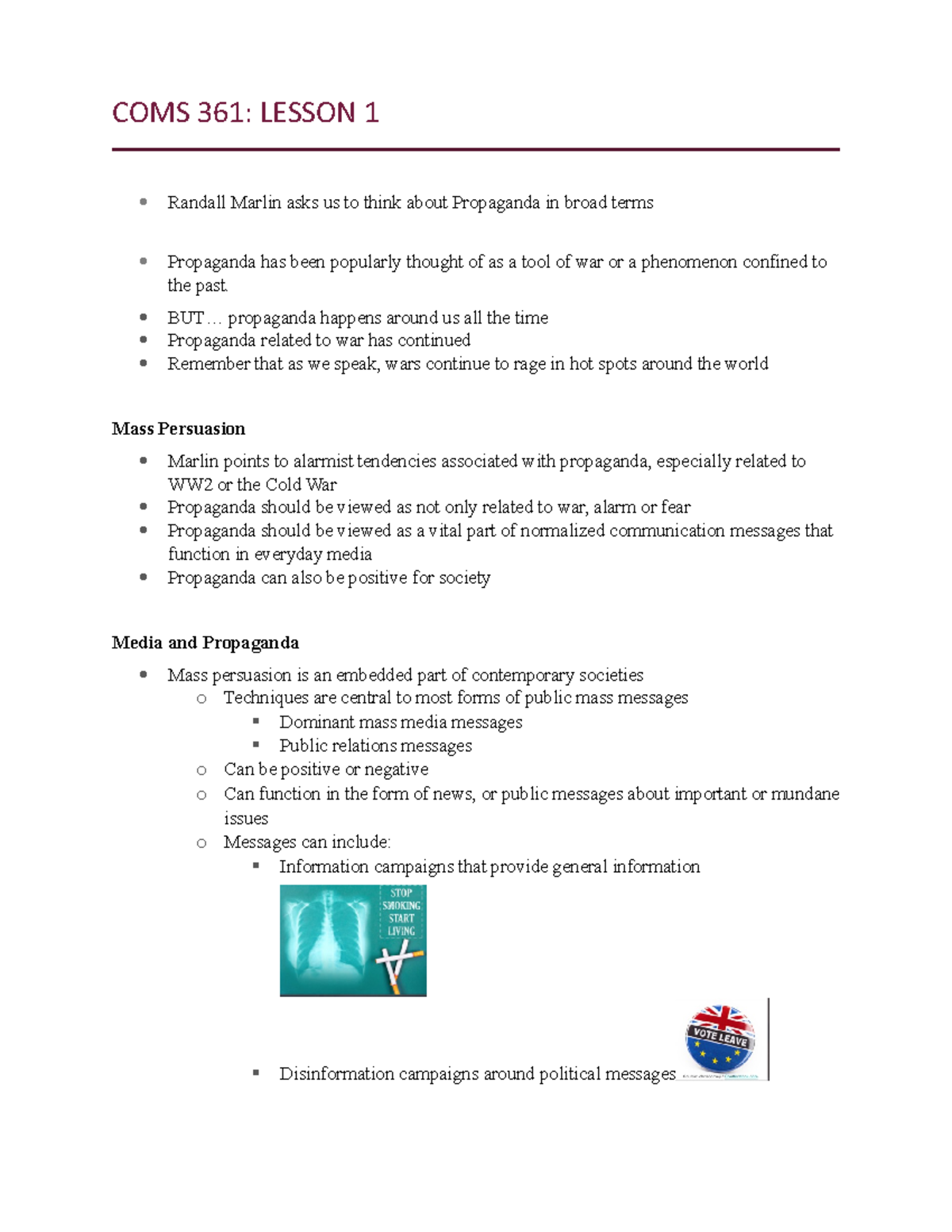 COMS 361- Lesson 1 notes - COMS 361 - Concordia - Studocu